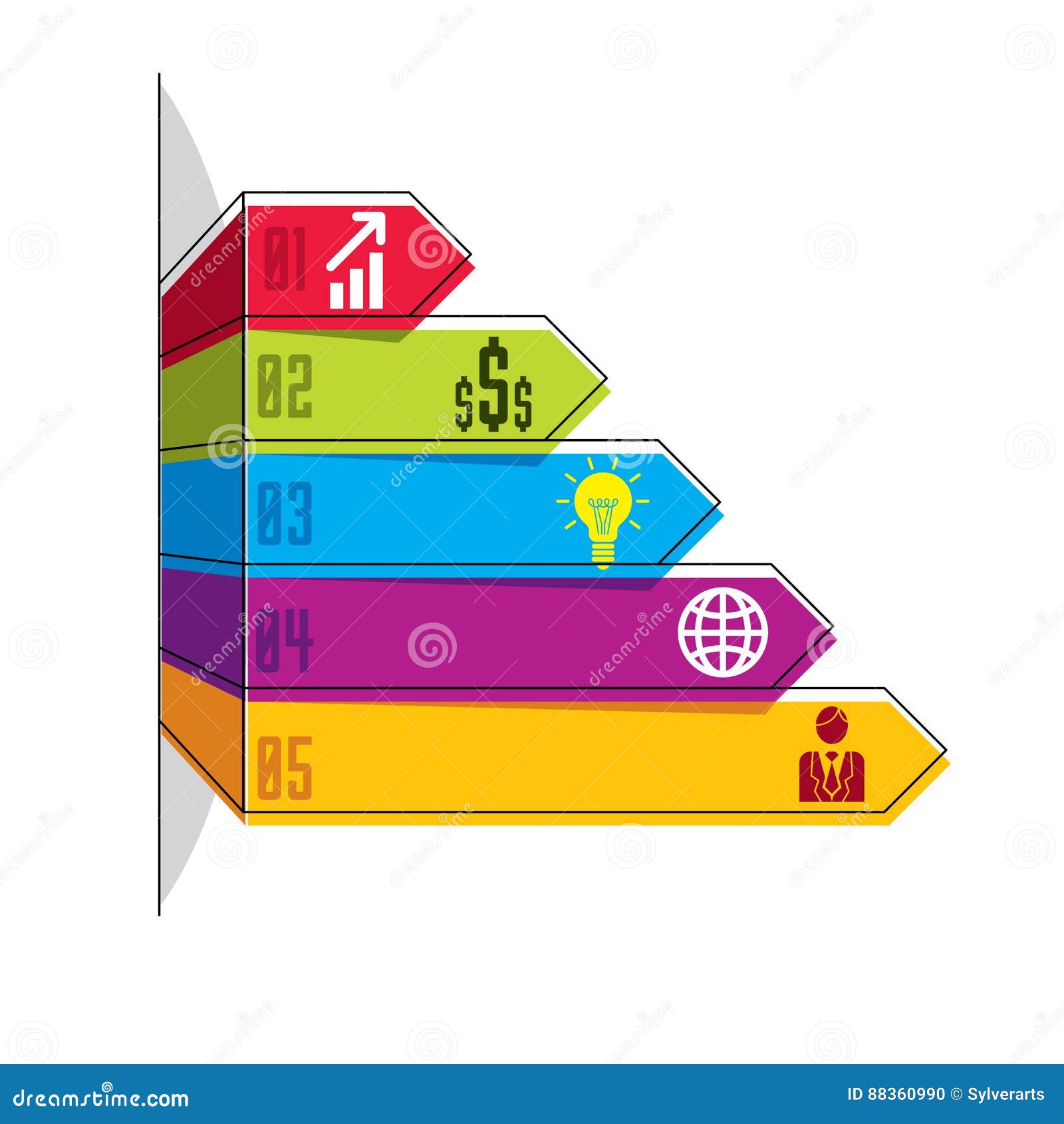 Vector Layout of Different Color Five Banners Infographic Stock Vector ...