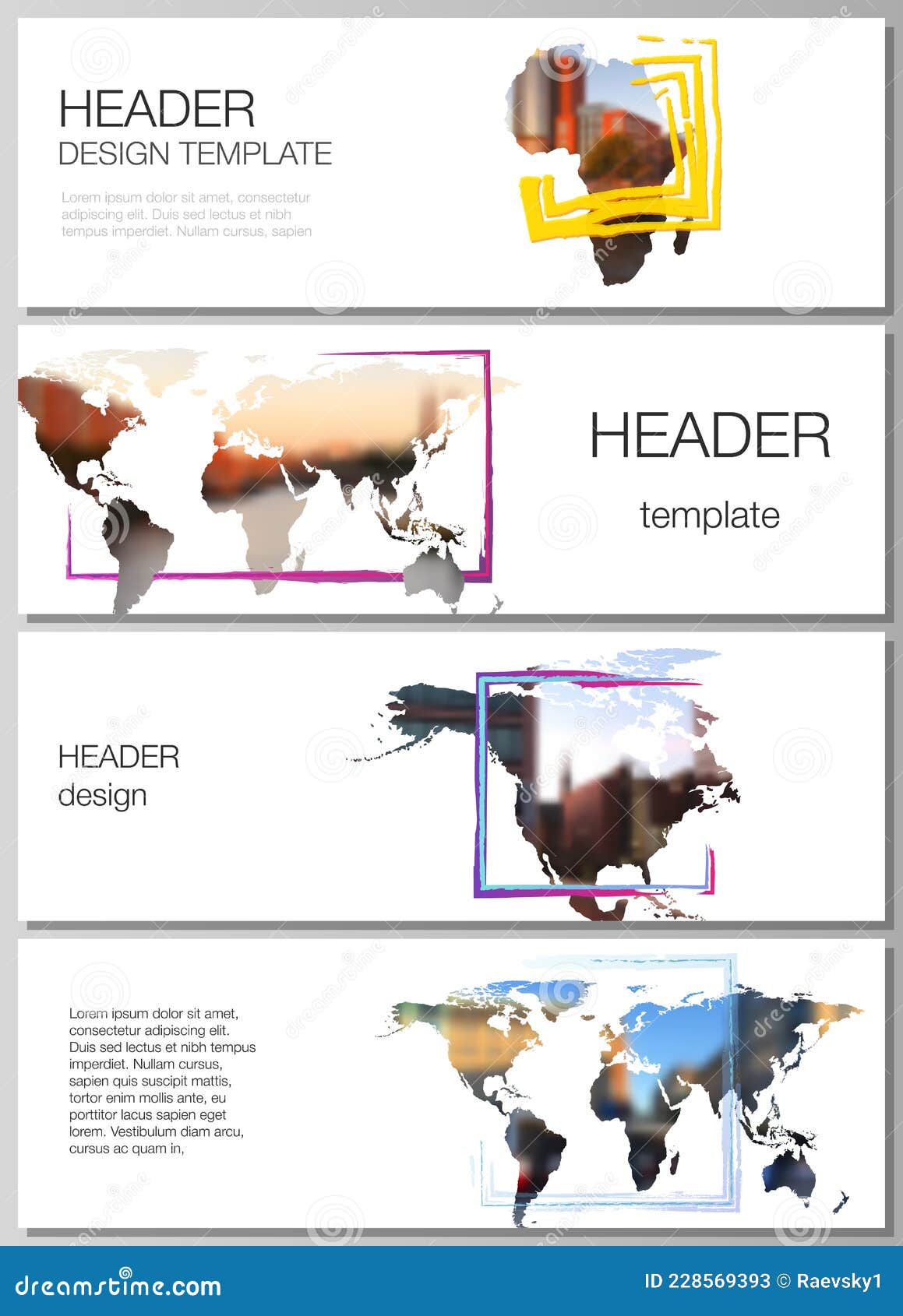Vector Layout of Headers, Banner Templates for Website Footer Design ...