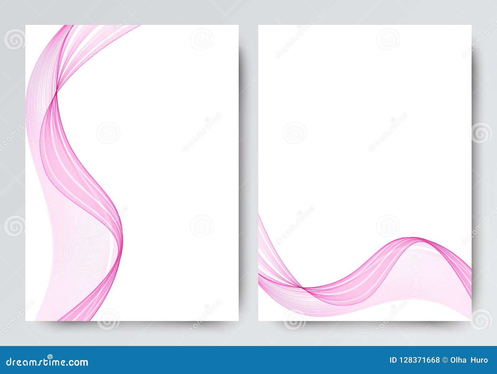 Vector Layout of Leaflets, Brochures. Pink Wavy Lines on White ...