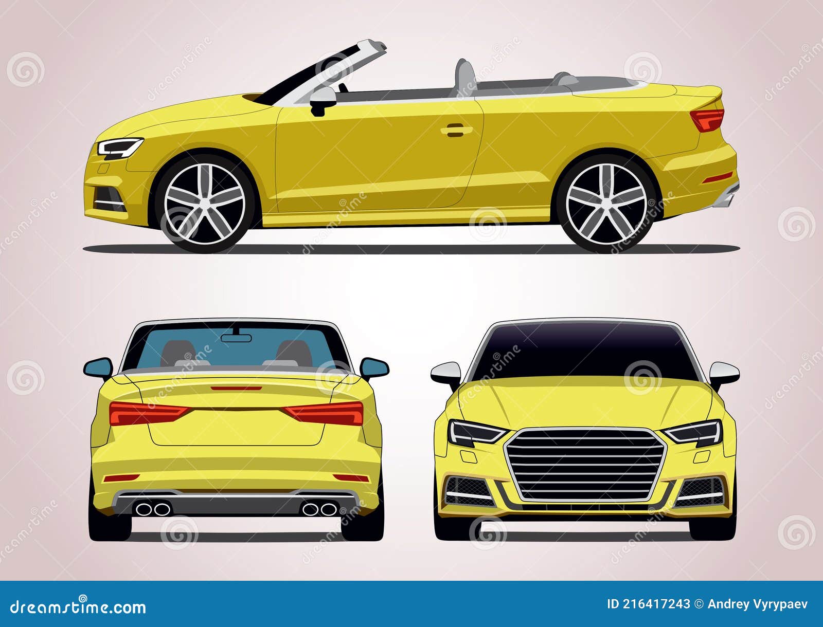 Yellow Audi Car Side View Vector | CartoonDealer.com #229315646