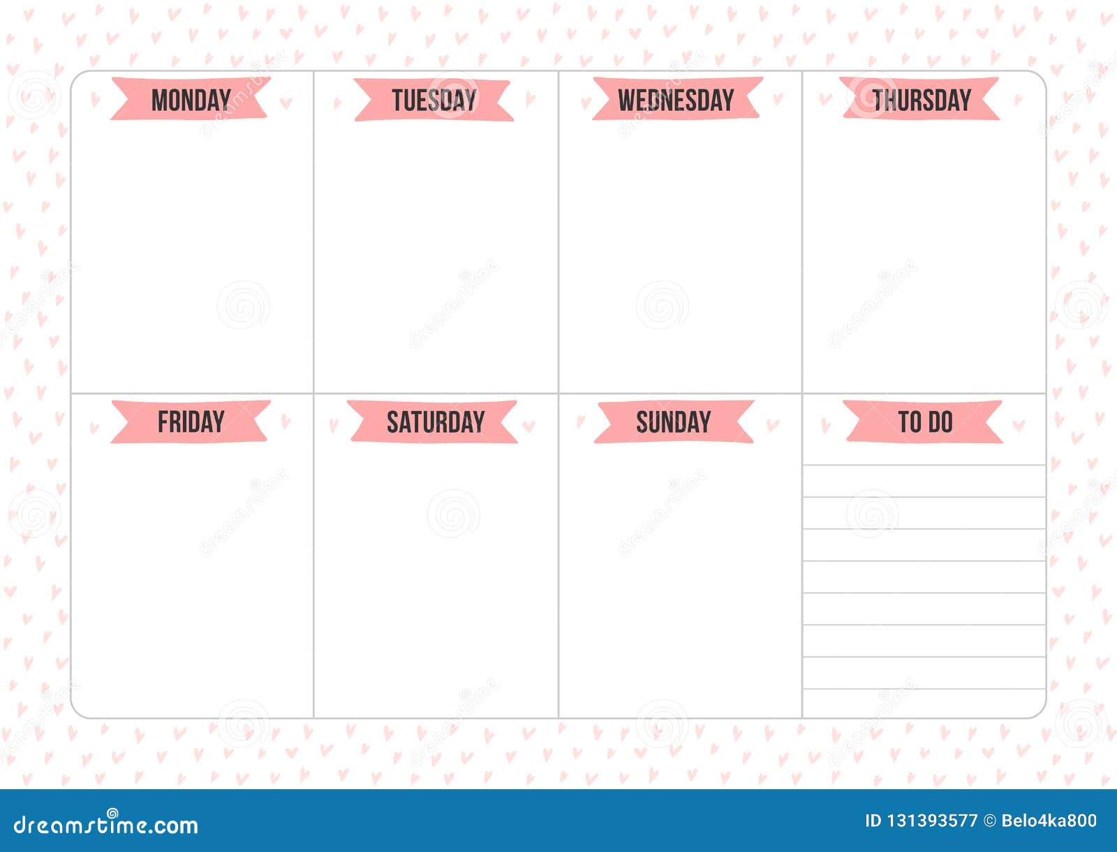 Weekly Planner Page with Place for Notes. Stock Vector - Illustration ...