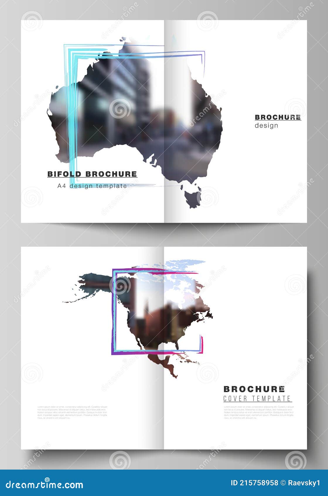 Vector Layout of Two A4 Cover Mockups Templates for Bifold Brochure ...
