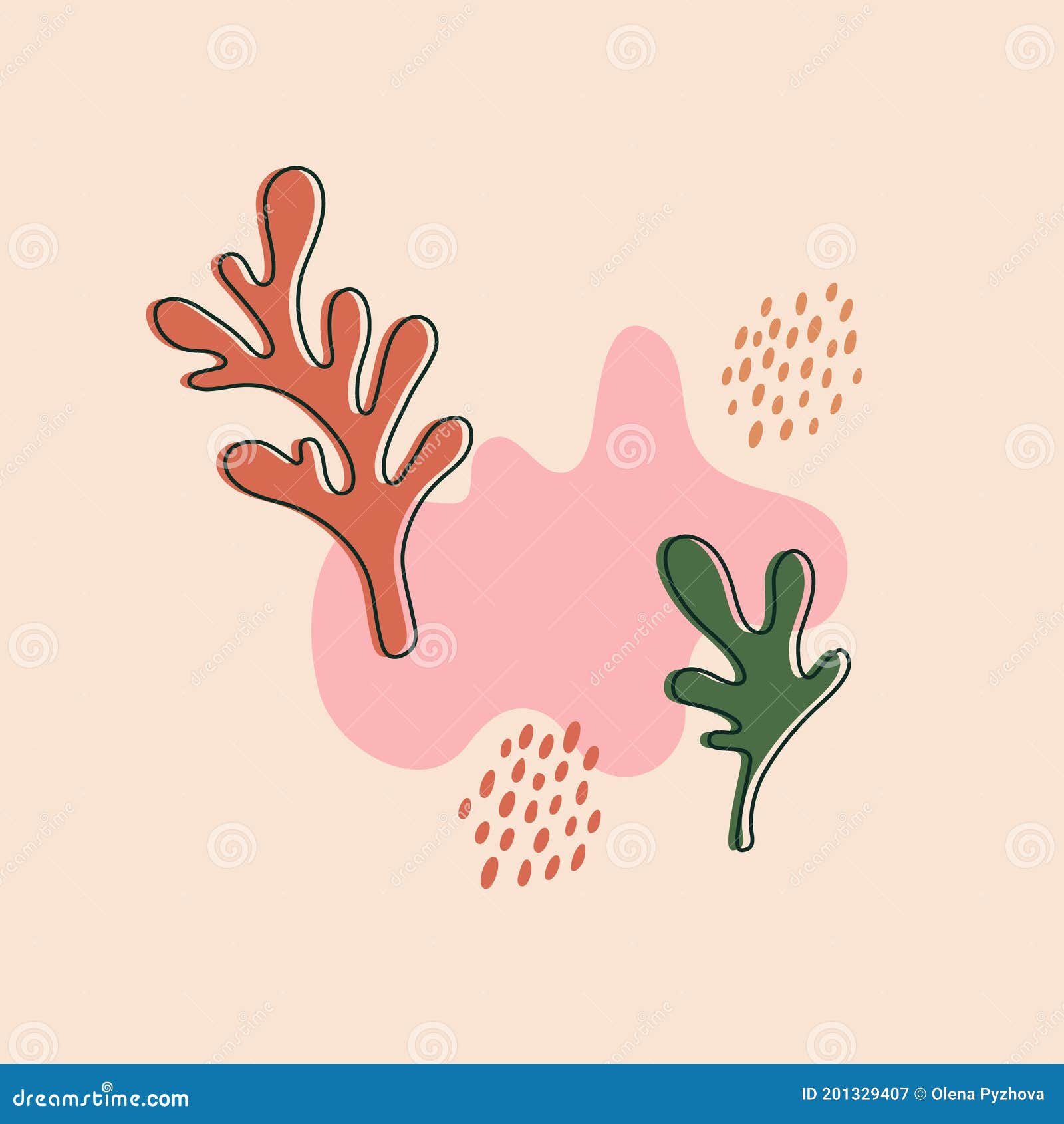 Vector Layouts with Hand-drawn Tropical Shapes and Textures Stock ...