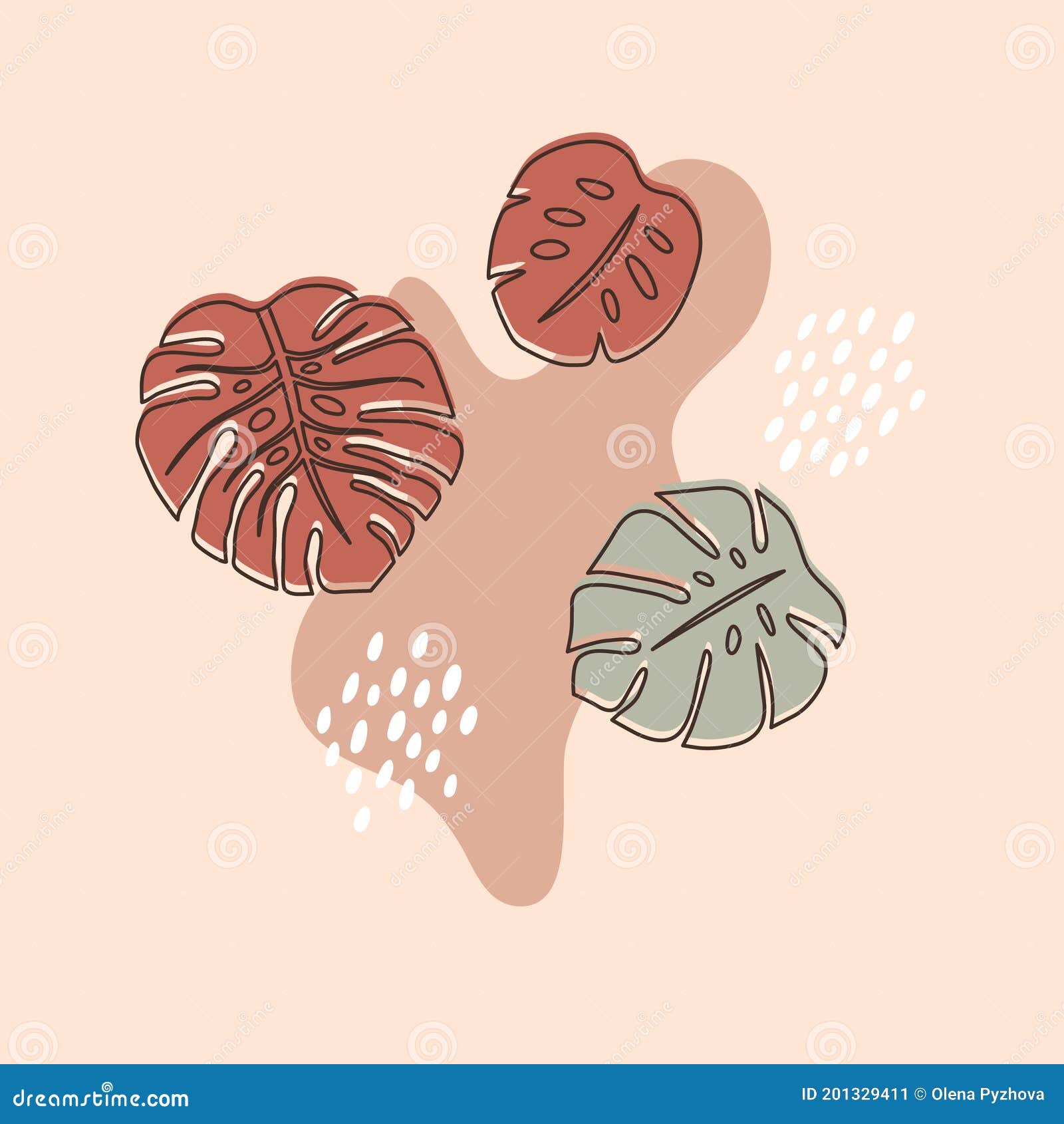 Vector Layouts with Hand-drawn Tropical Shapes and Textures Stock ...