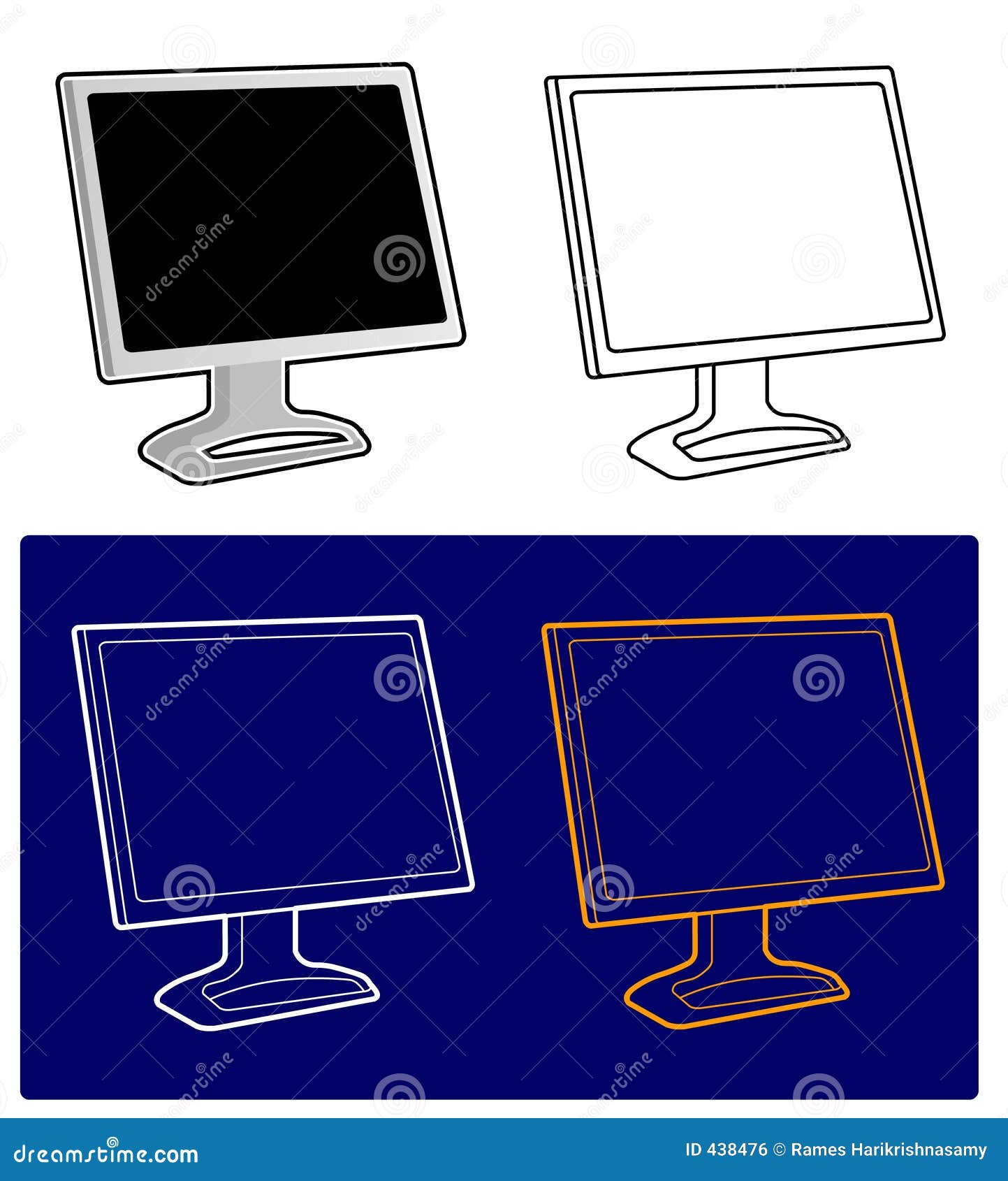Vector - LCD Monitor stock illustration. Illustration of computer - 438476