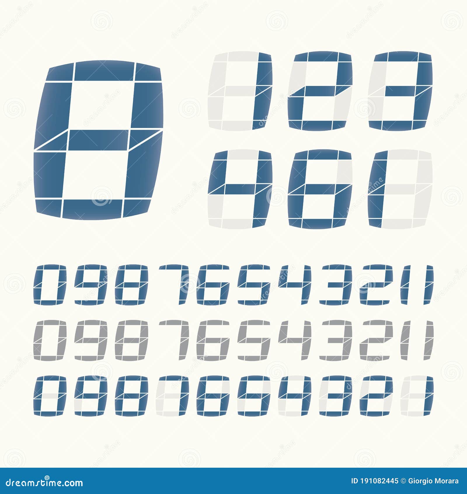 Vector LCD number system stock vector. Illustration of crystal - 191082445