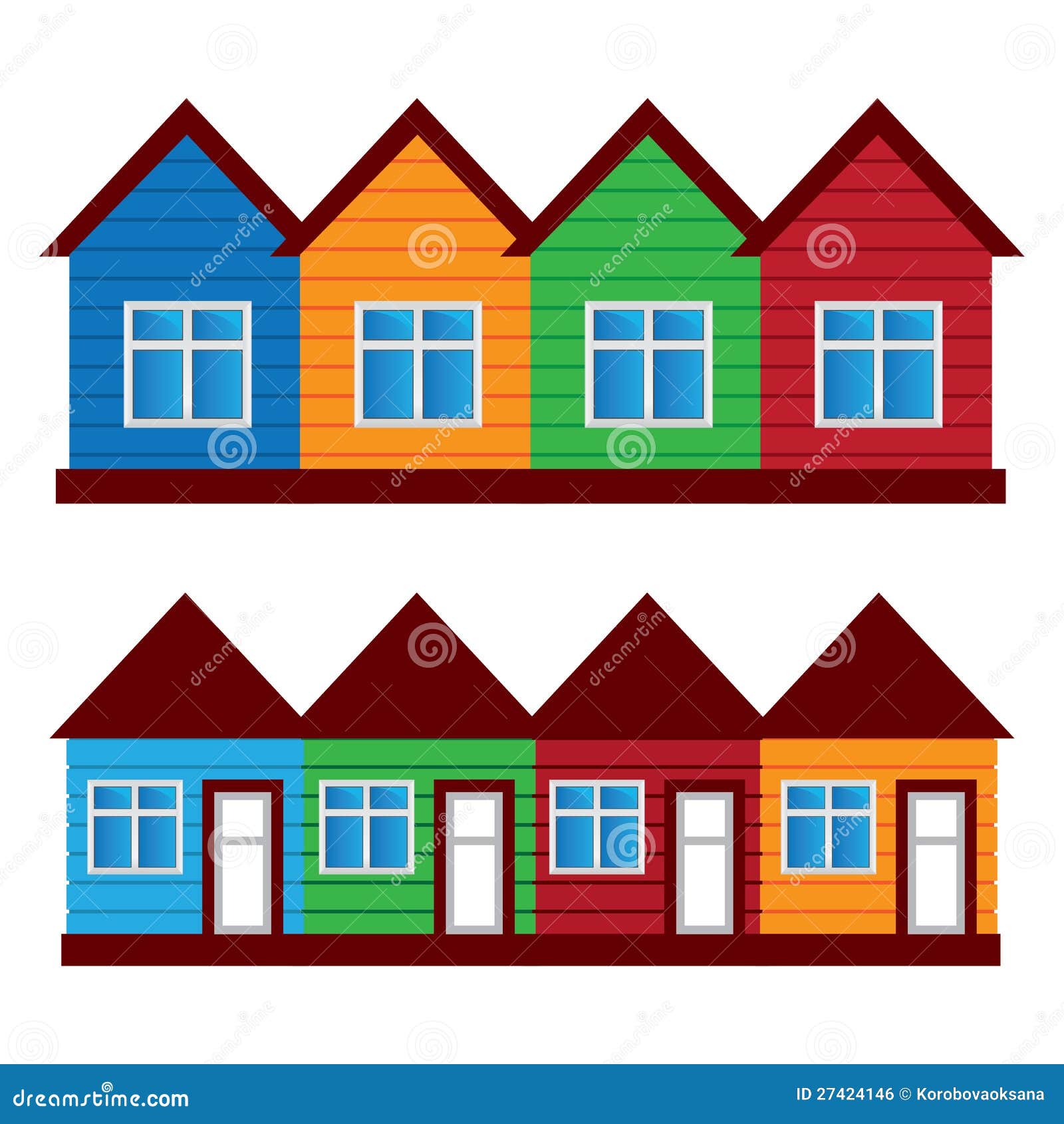 Vector Le Case, Case Verniciate Colorate, Illustrazione Vettoriale ...