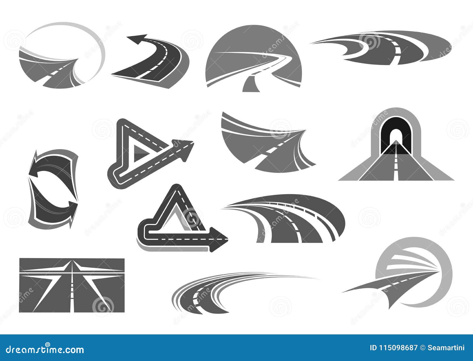 Vector Le Icone Dei Tunnel Delle Strade E Dei Segni Della Strada ...
