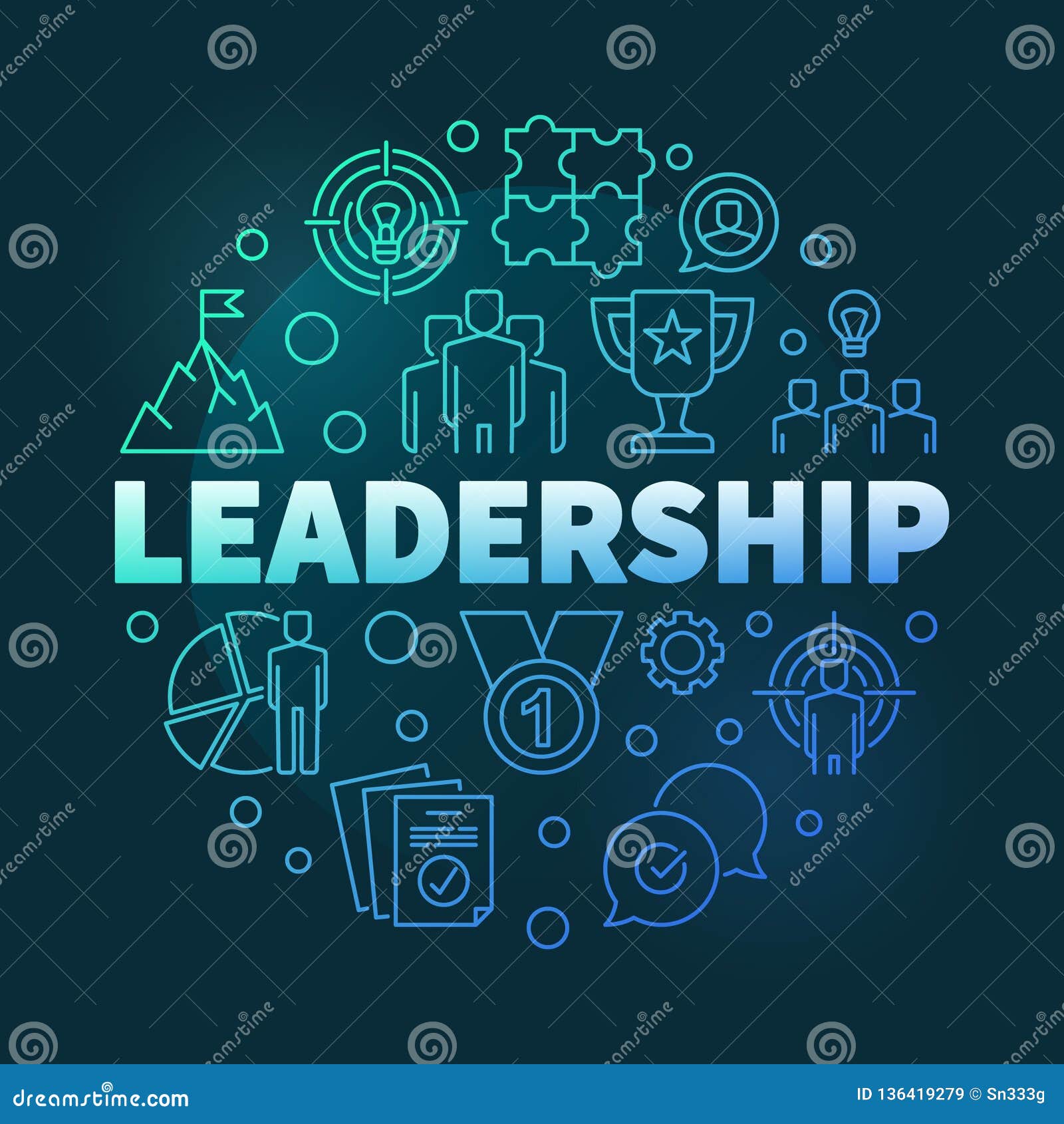 Vector Leadership Round Colorful Linear Illustration Stock Vector ...
