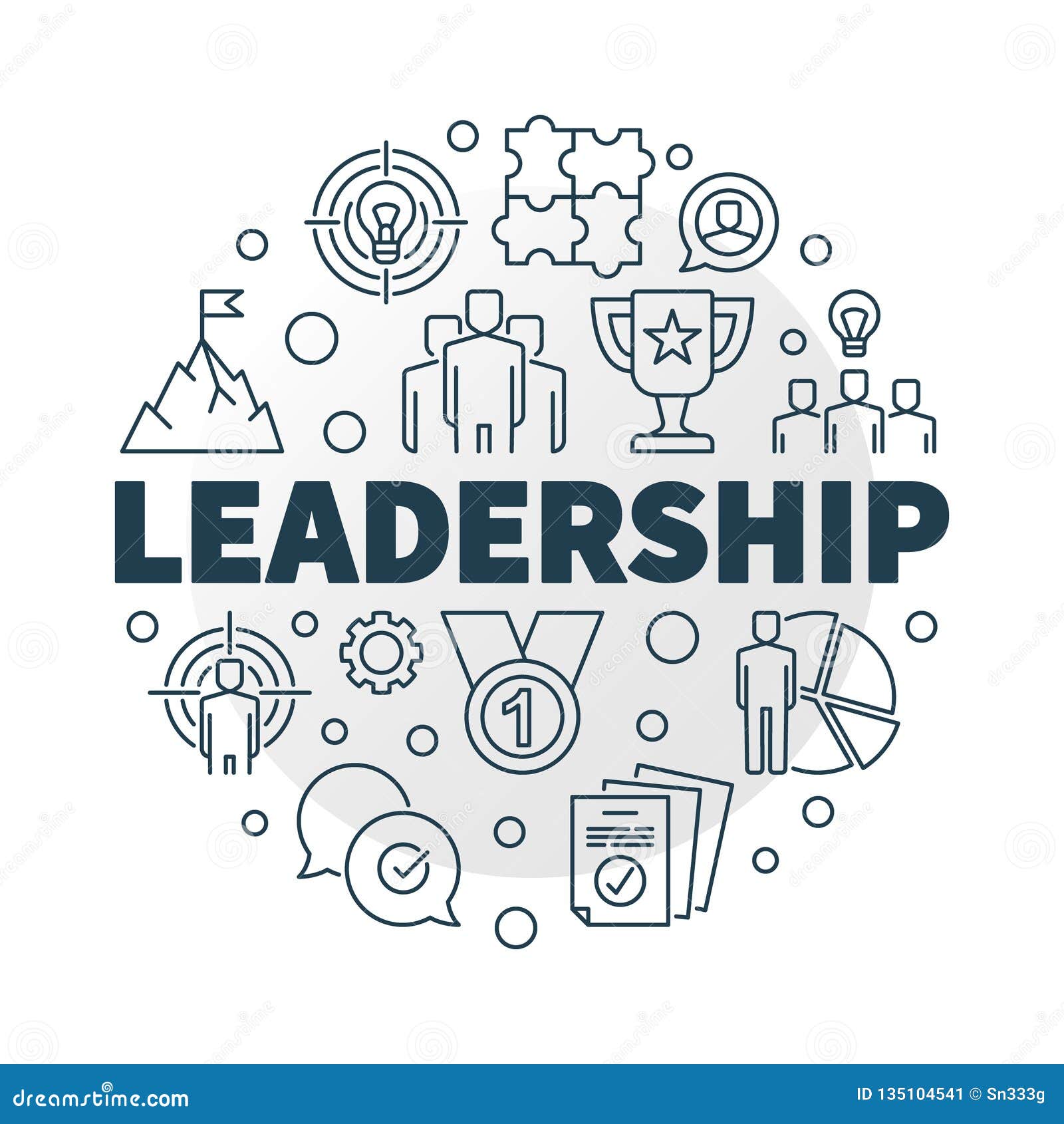 Vector Leadership Round Illustration in Outline Style Stock Vector ...