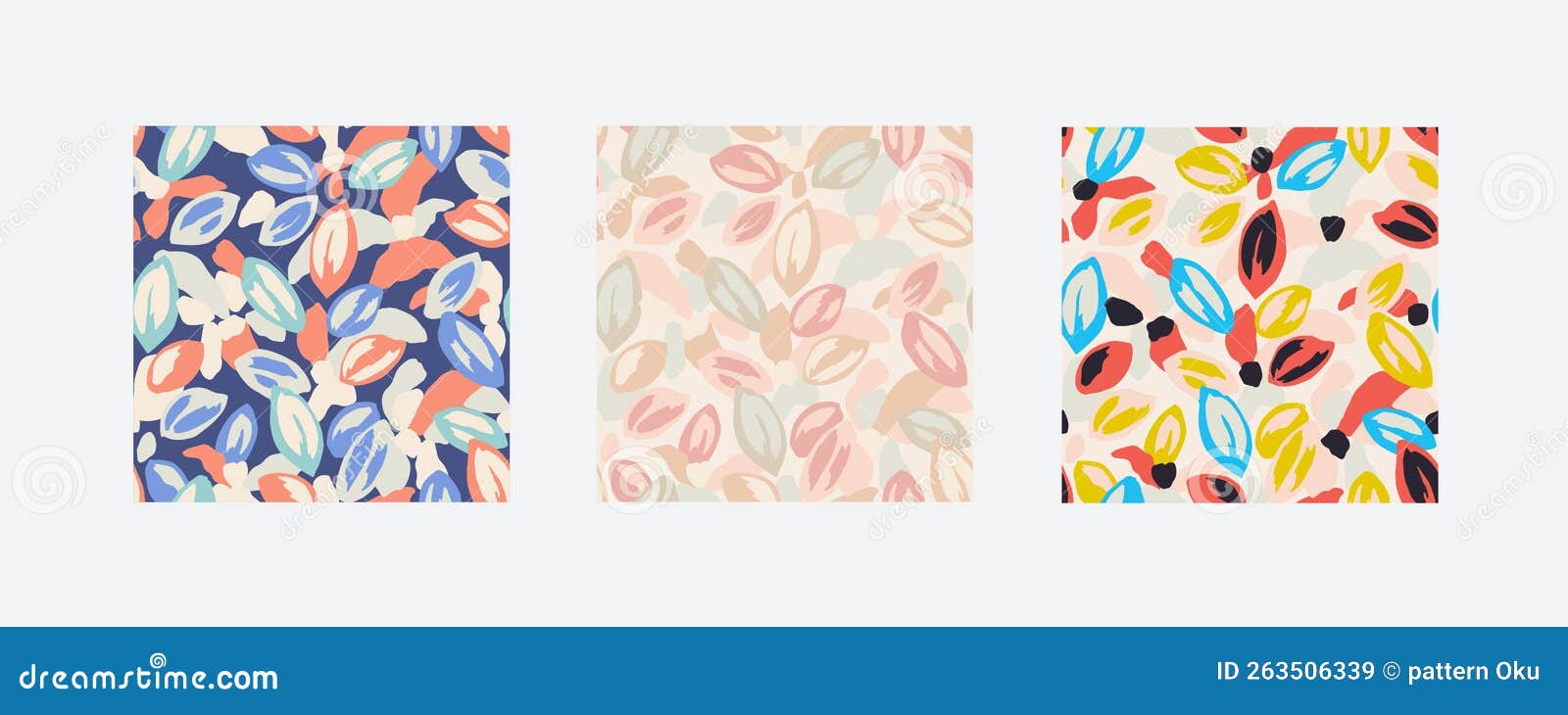 Vector Leaf Nature Themed Illustration Seamless Repeat Pattern 3 Color ...