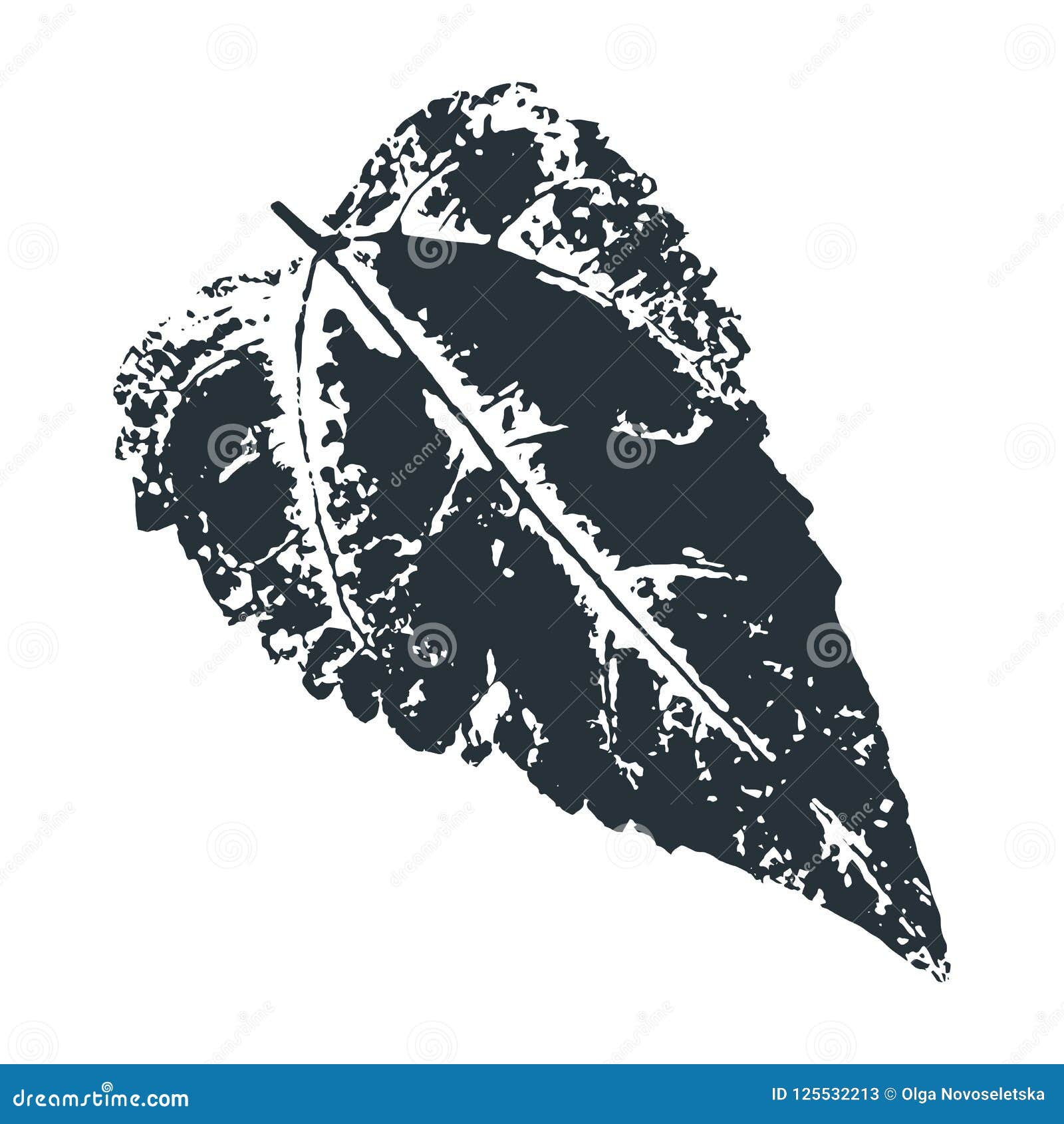 Vector Leaf Print. Inkprinted Leaves of the Trees on Paper Stock Vector ...