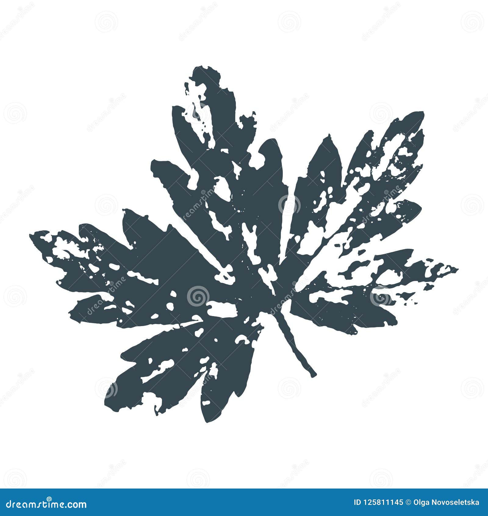 Vector Leaf Print. Inkprinted Leaves of the Trees on Paper Stock Vector ...