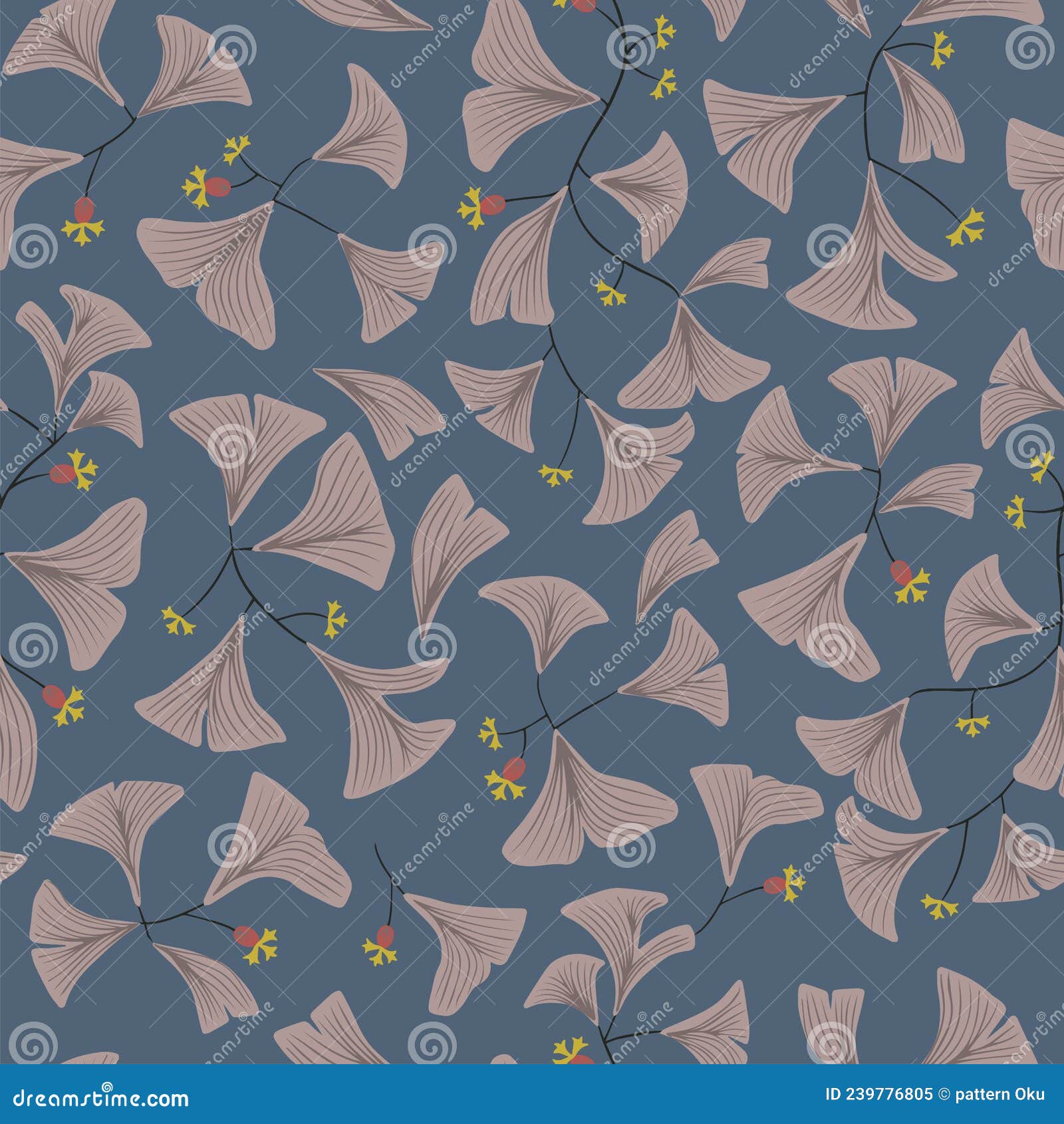 Vector Leaf and Small Flower Branch Illustration Motif Seamless Repeat ...