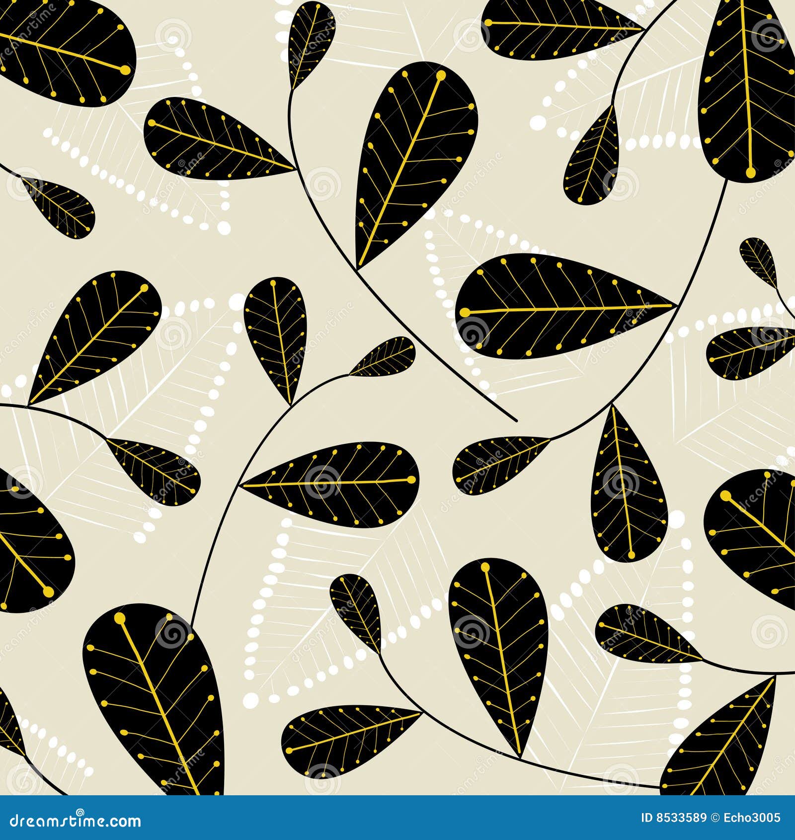 Vector leaf wallpaper stock vector. Illustration of drawing - 8533589