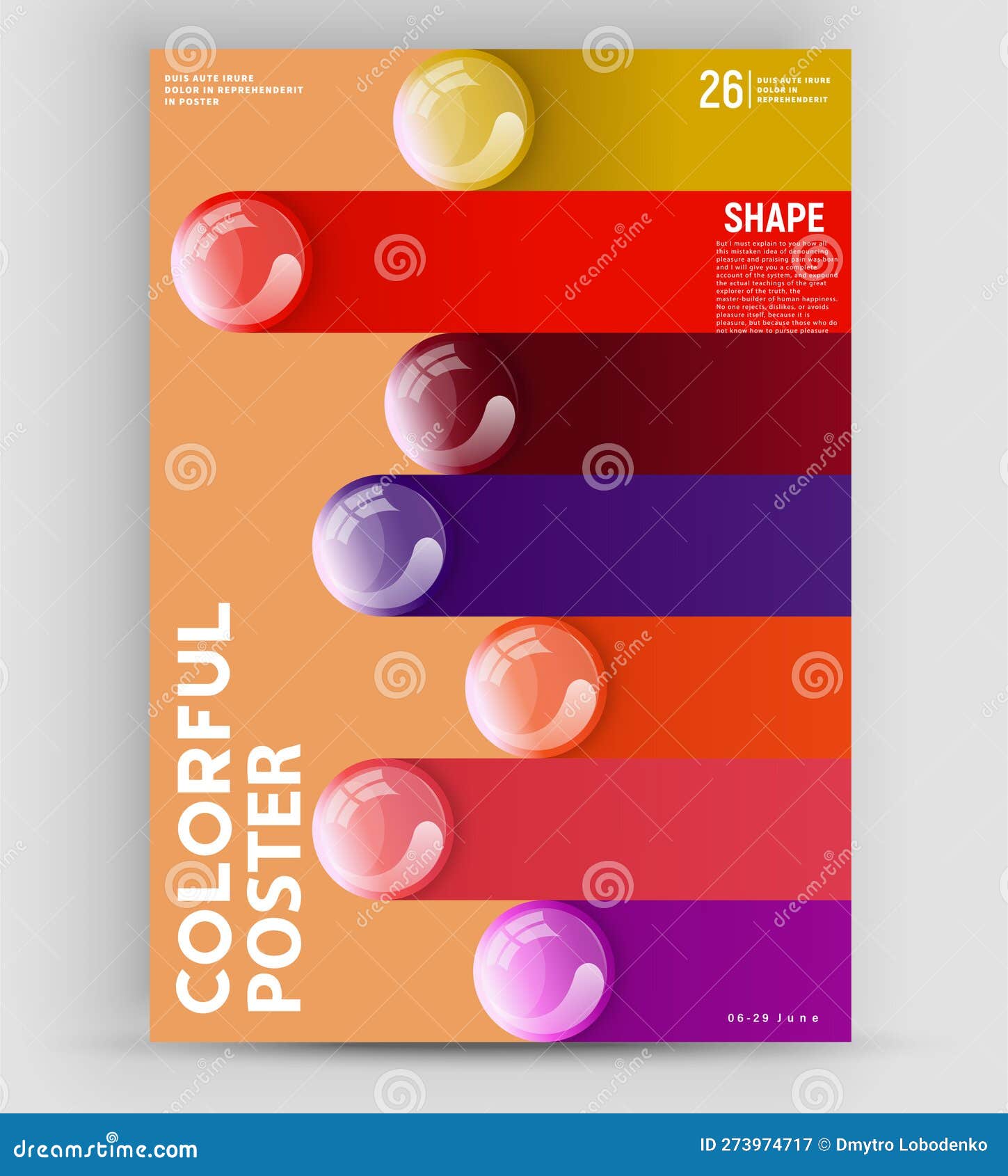 A Vector A4 Leaflet Design Template with a Variety of Colors. Bright ...