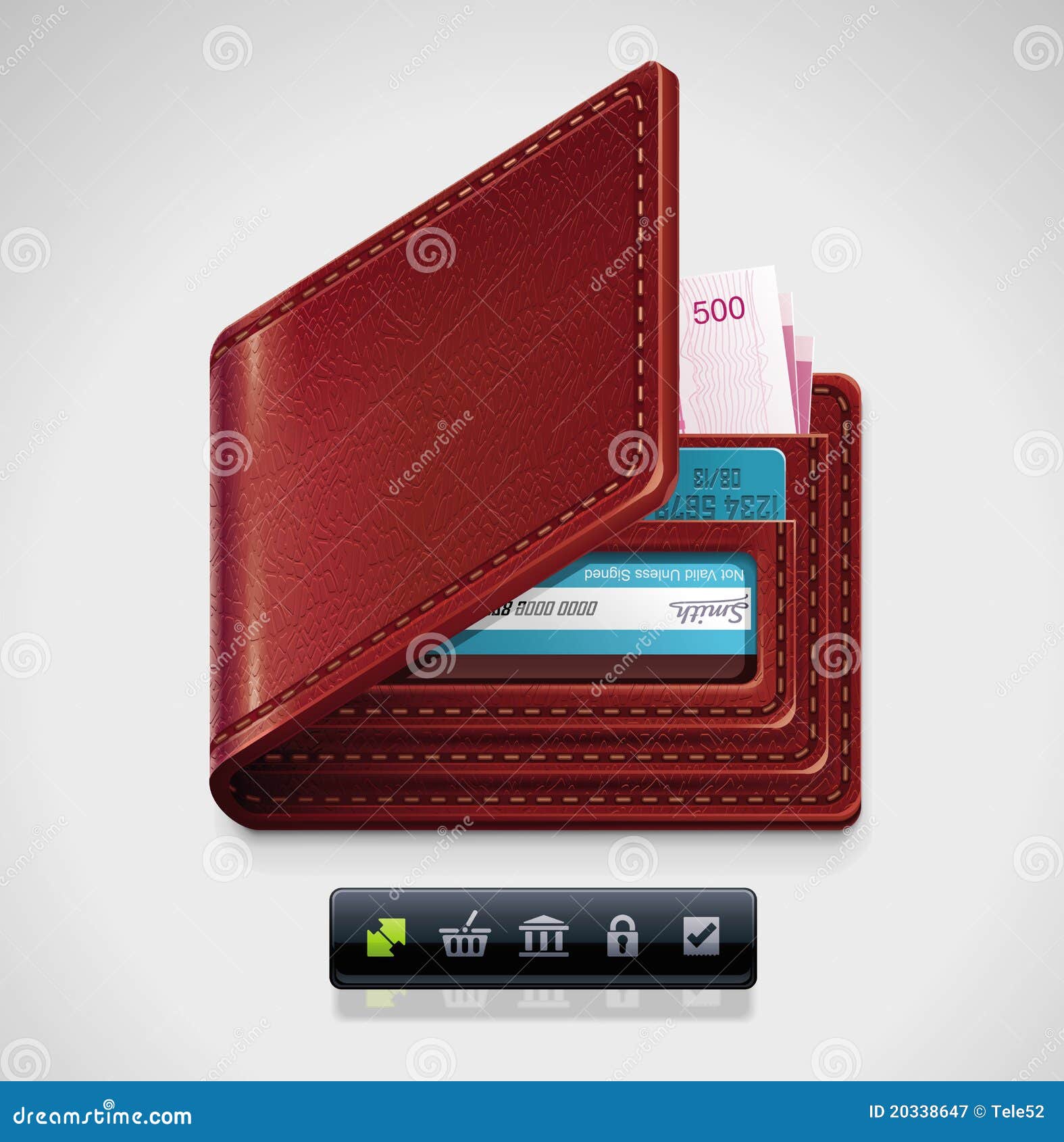 Vector Leather Wallet XXL Icon Stock Vector - Illustration of account ...