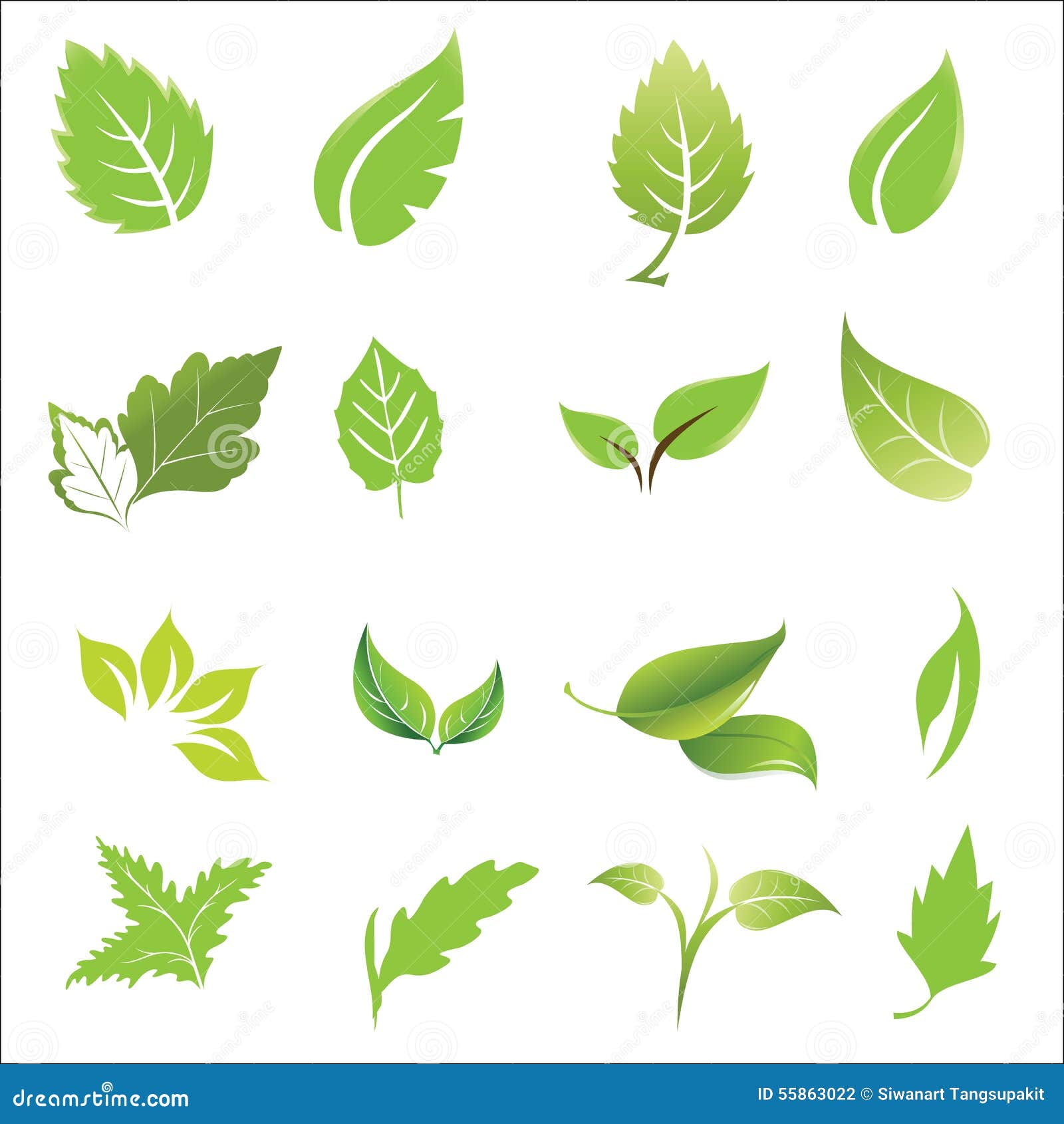 Vector Leave Icon Set in Style Stock Vector - Illustration of summer ...