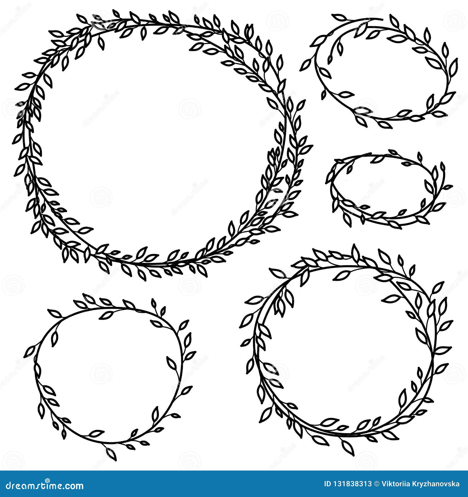 Vector Leaves, Circle Frames. Stock Vector - Illustration of branch ...
