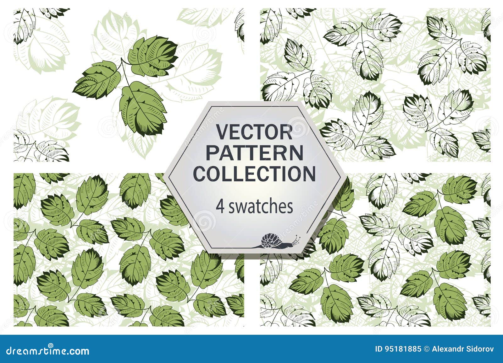 Vector Leaves Pattern Collection Stock Vector - Illustration of ...