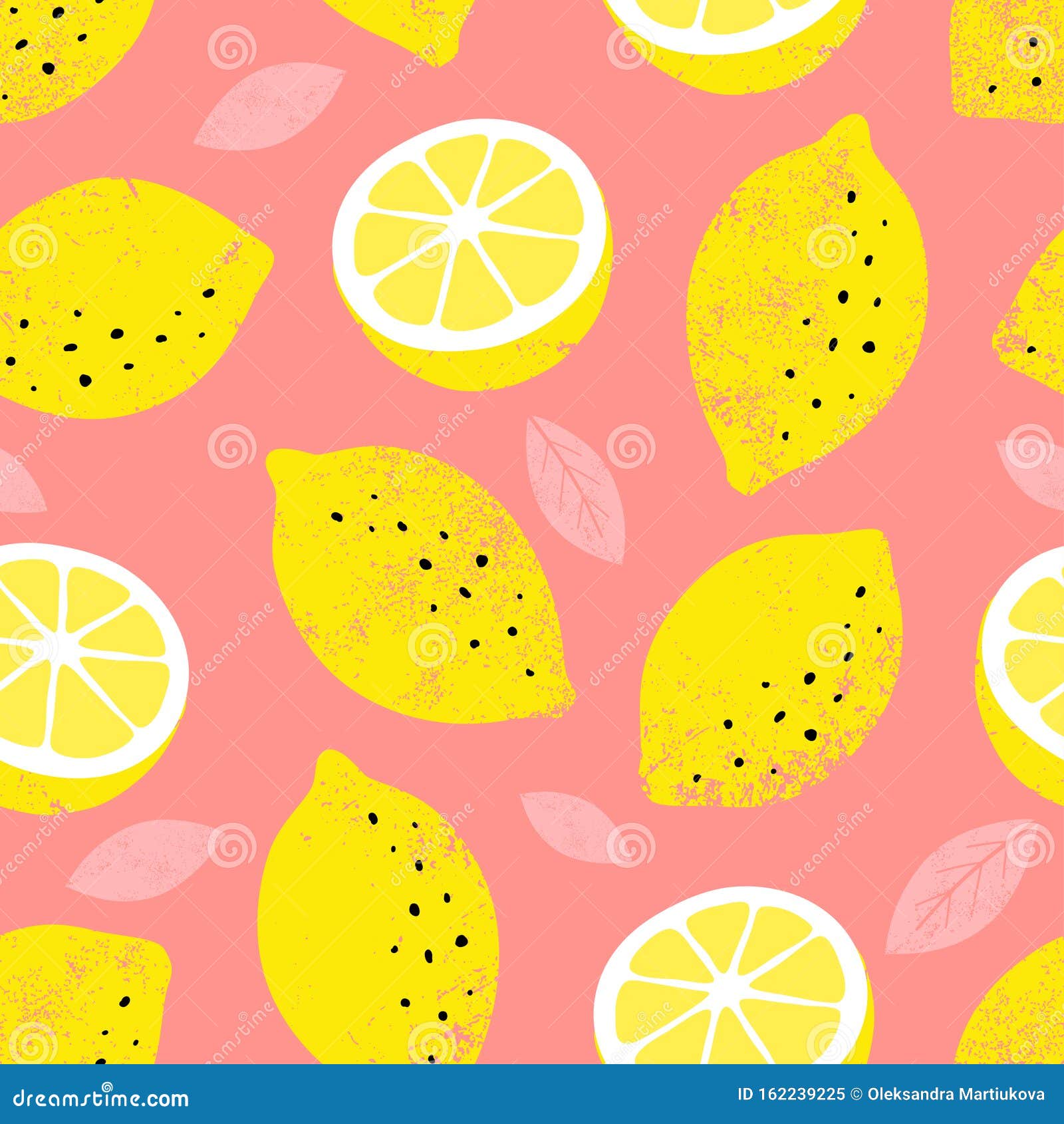 Vector Lemon Seamless Pattern. Trendy Bright Summer Background Stock ...
