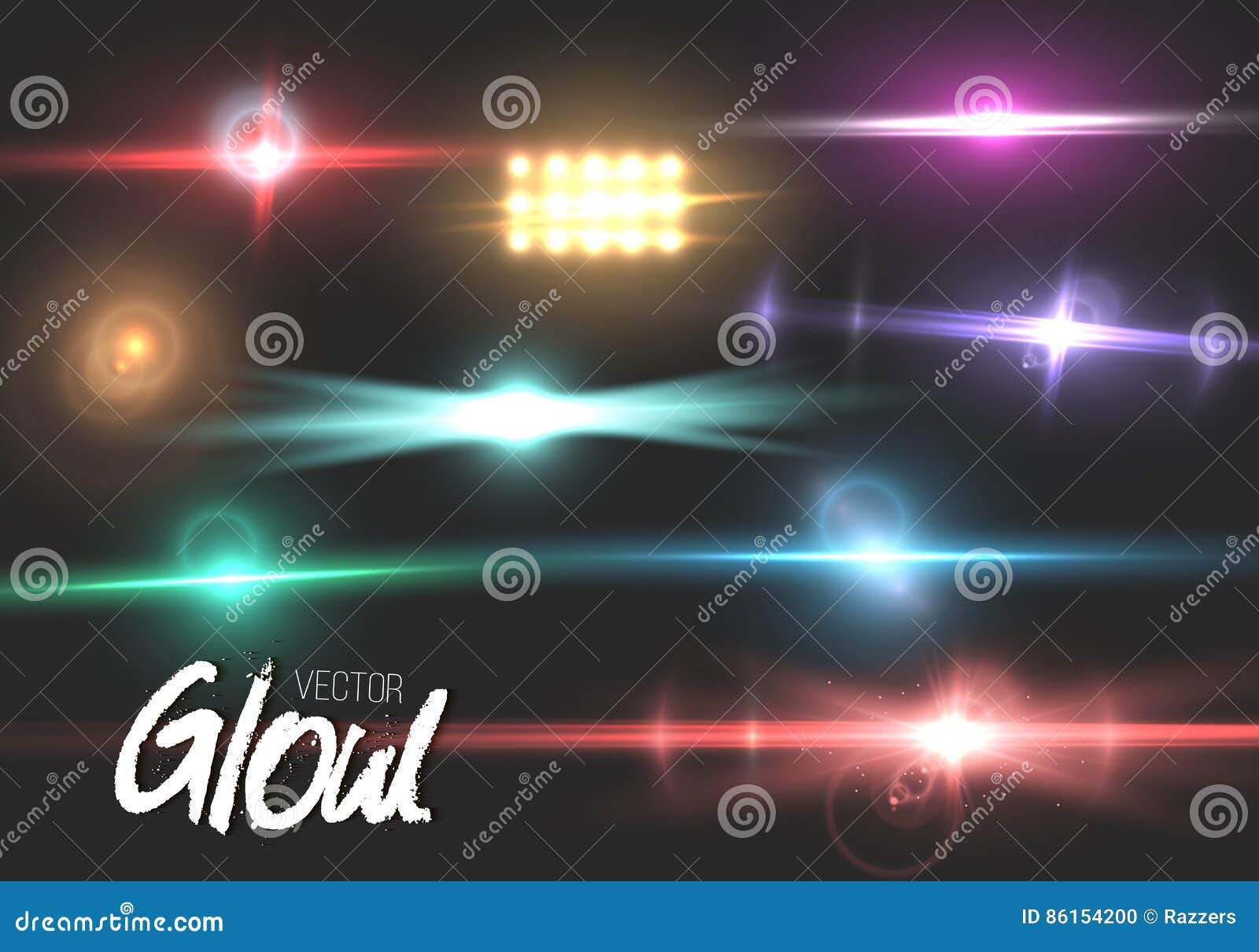 Vector Lens Flare Effect stock vector. Illustration of 1980s - 86154200