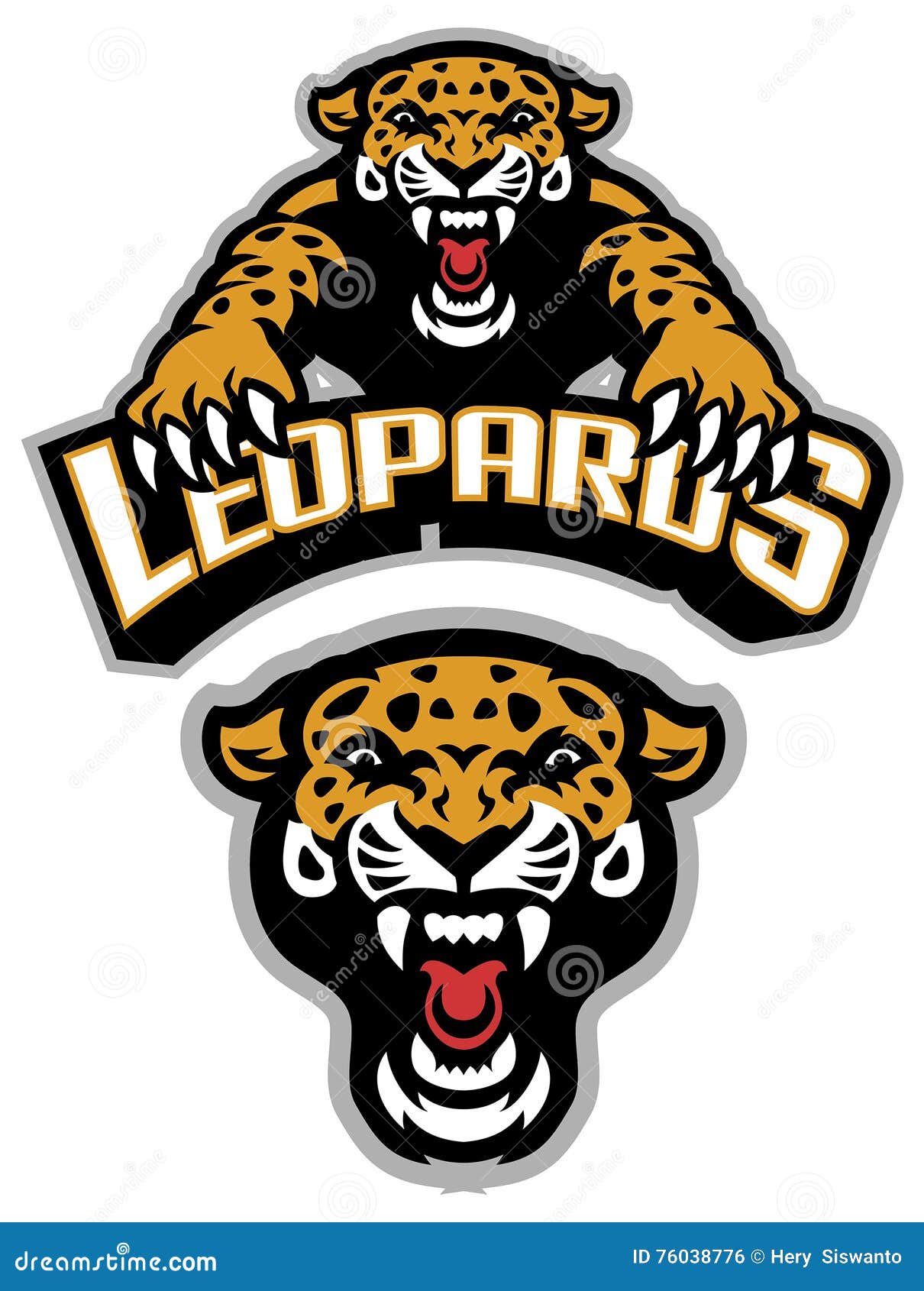 Leopard Mascot Logo. Wild Animal Head Logo With Grin. Badge, Sticker Of ...