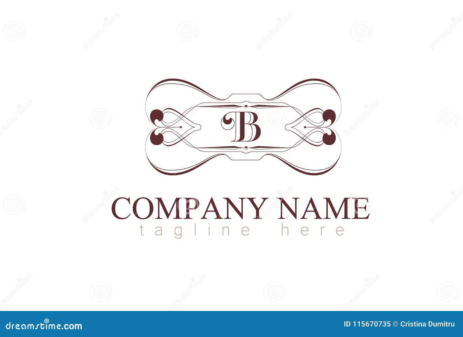 Vector Letter B Monogram Identity Concept in Frame Vintage. Stock ...