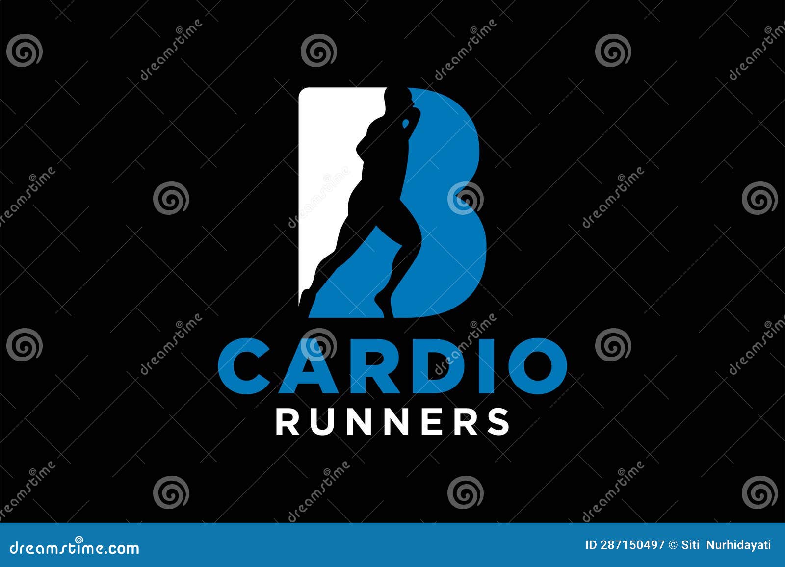 Vector Letter B for Running Logo Design Combination People, Stock ...