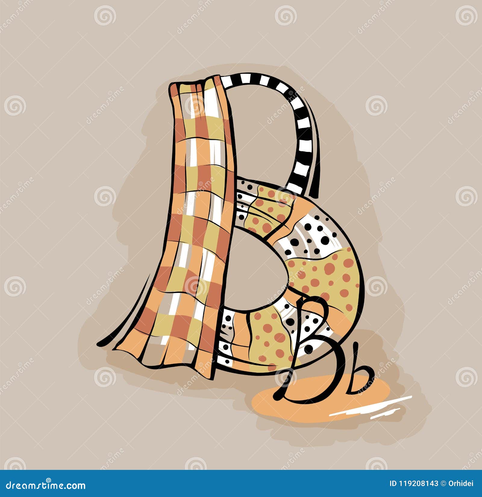 Vector Letter B Stylized Alphabet, Light Textile Abstract Picture ...