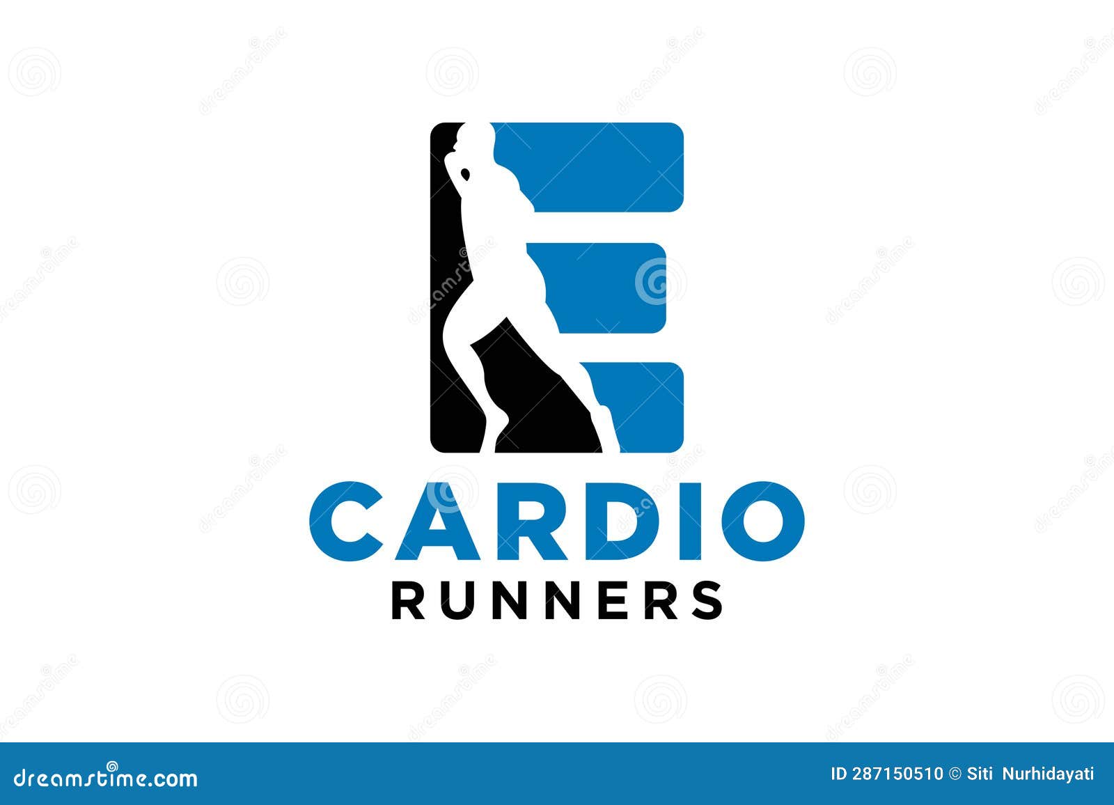 Vector Letter E for Running Logo Design Combination People, Stock ...