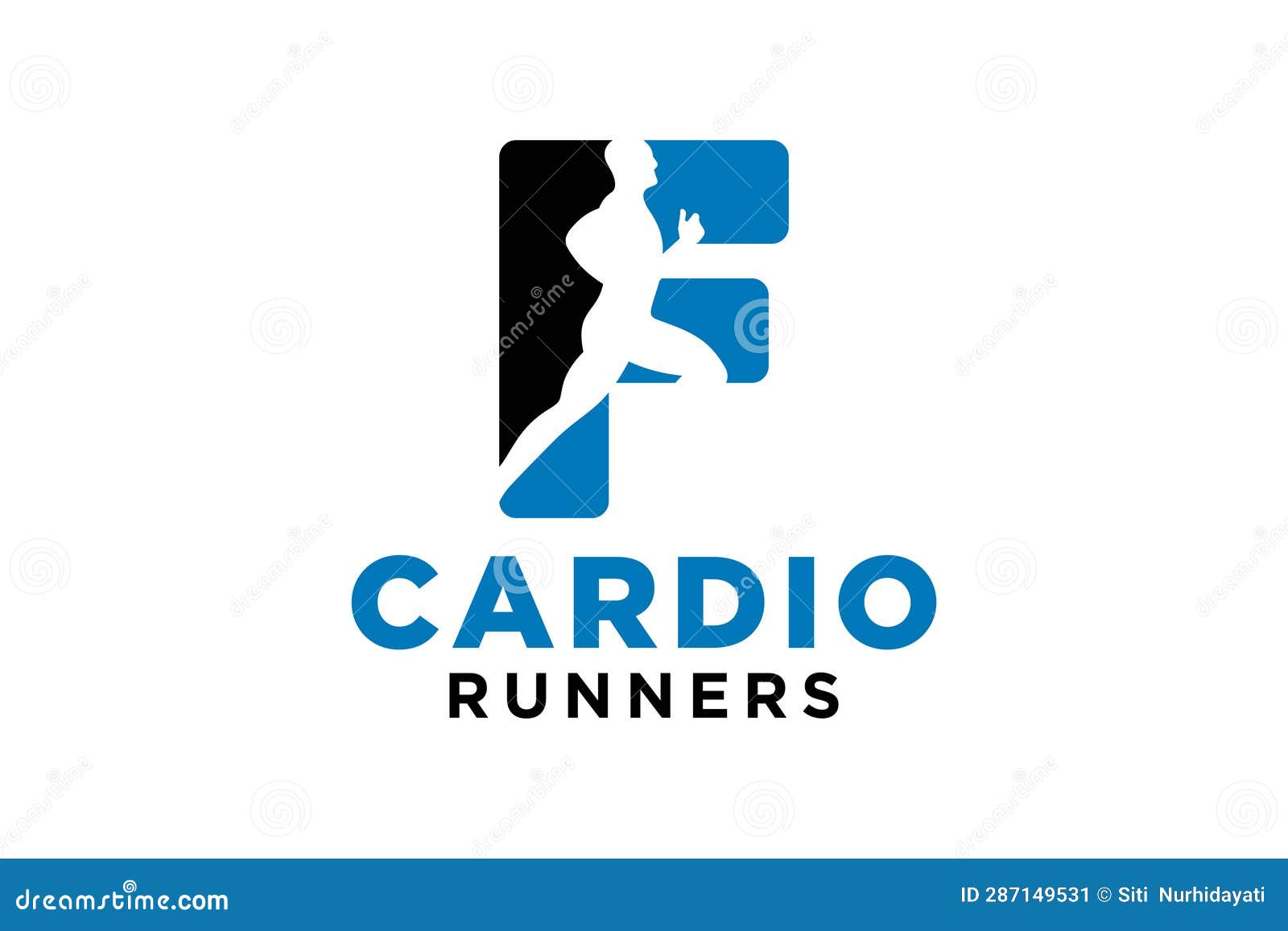 Vector Letter F for Running Logo Design Combination People, Stock ...