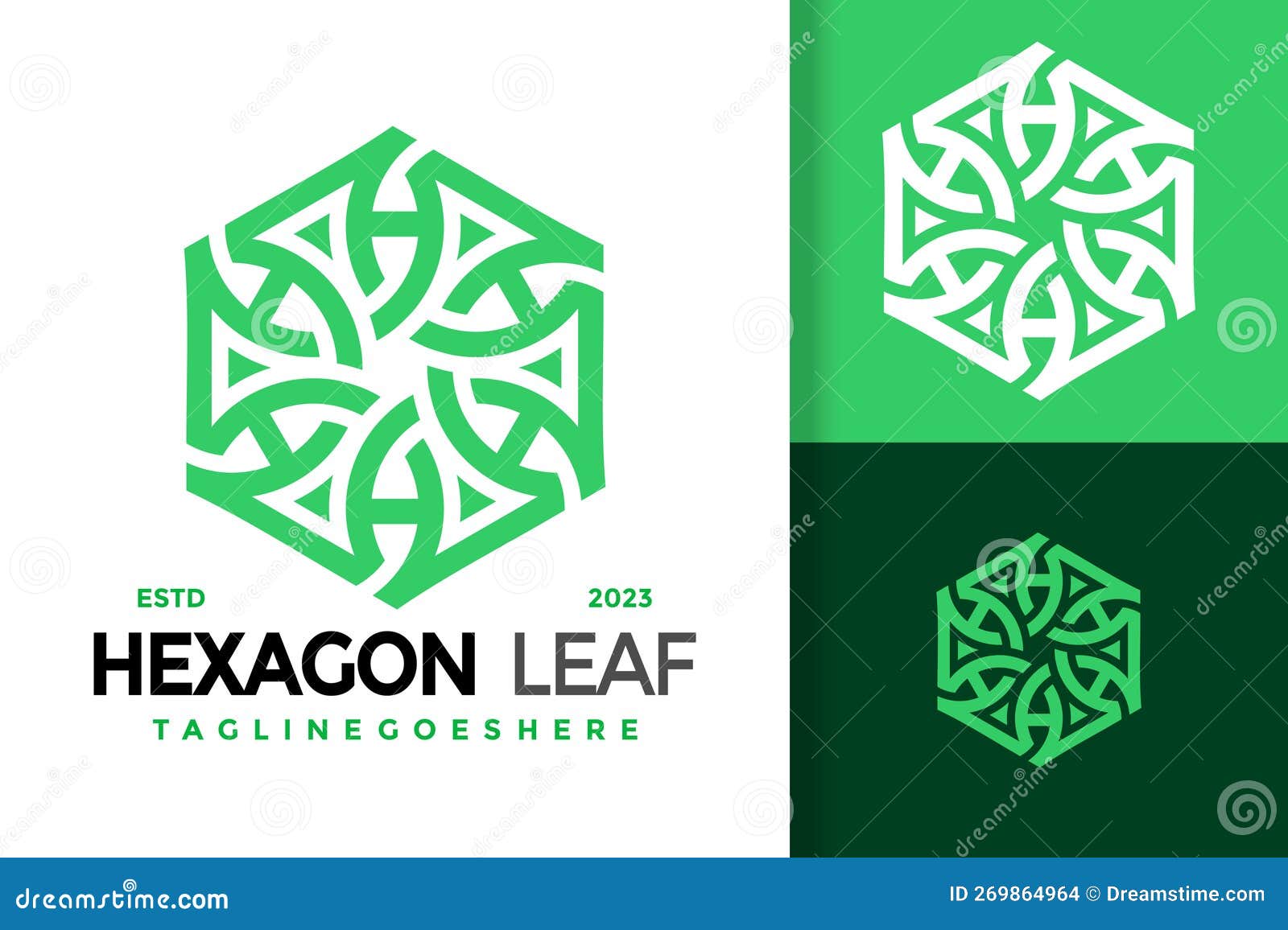Vector Letter H Hexagon Nature Green Leaf Initials Logo Stock Vector ...