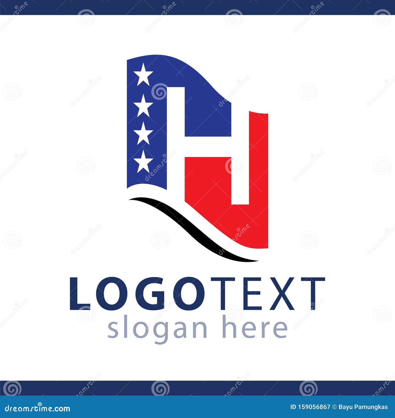 Vector Letter H Logo Design for American Flag Stock Vector ...