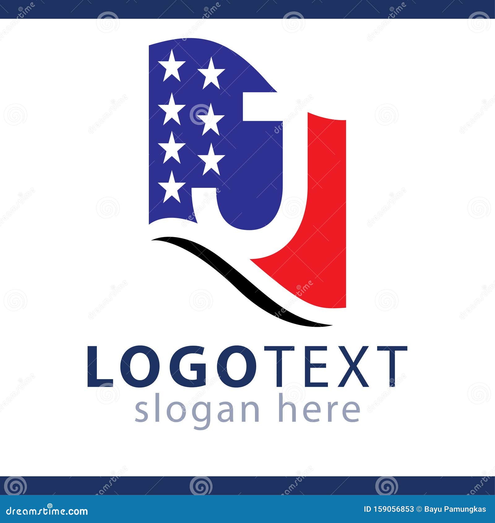 Vector Letter J Logo Design for American Flag Stock Vector ...