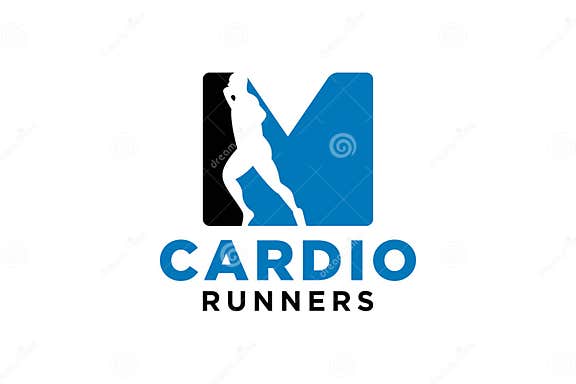 Vector Letter M for Running Logo Design Combination People, Stock ...