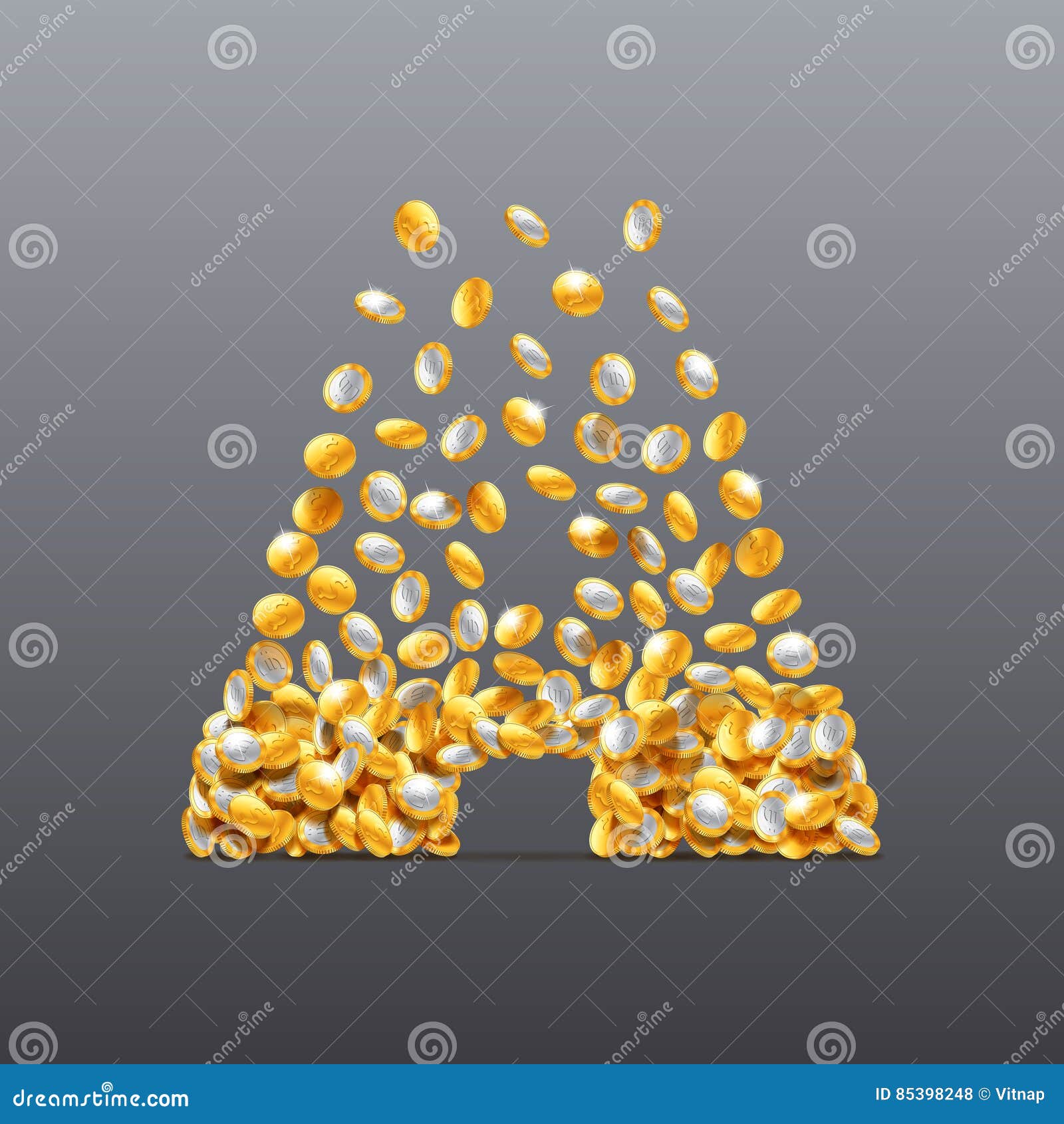 Vector Letter a Made of Coins Filling Character Stock Vector ...