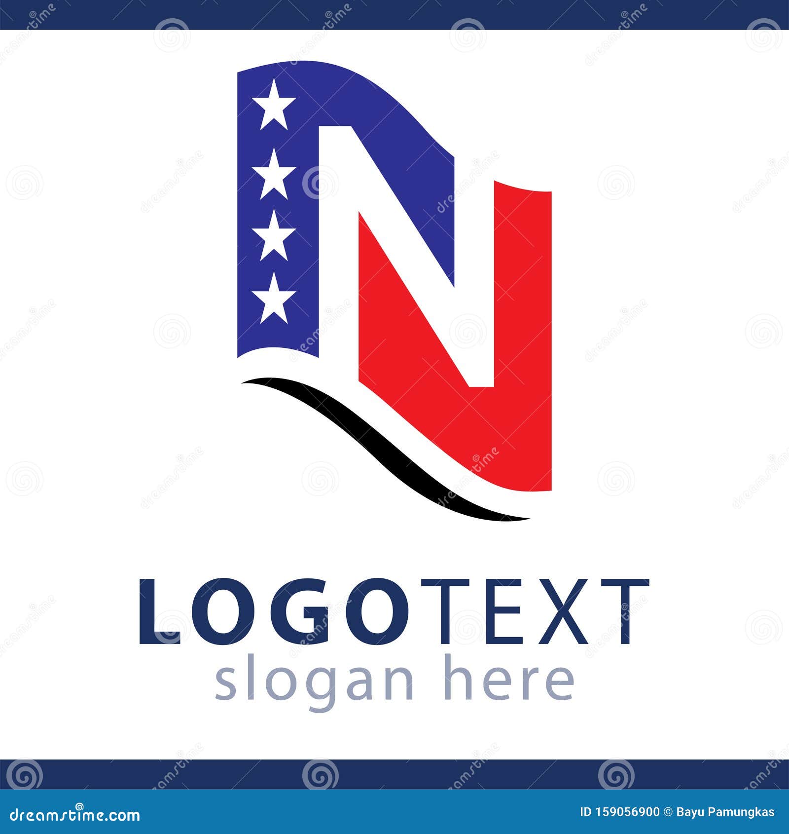Vector Letter N Logo Design for American Flag Stock Vector ...