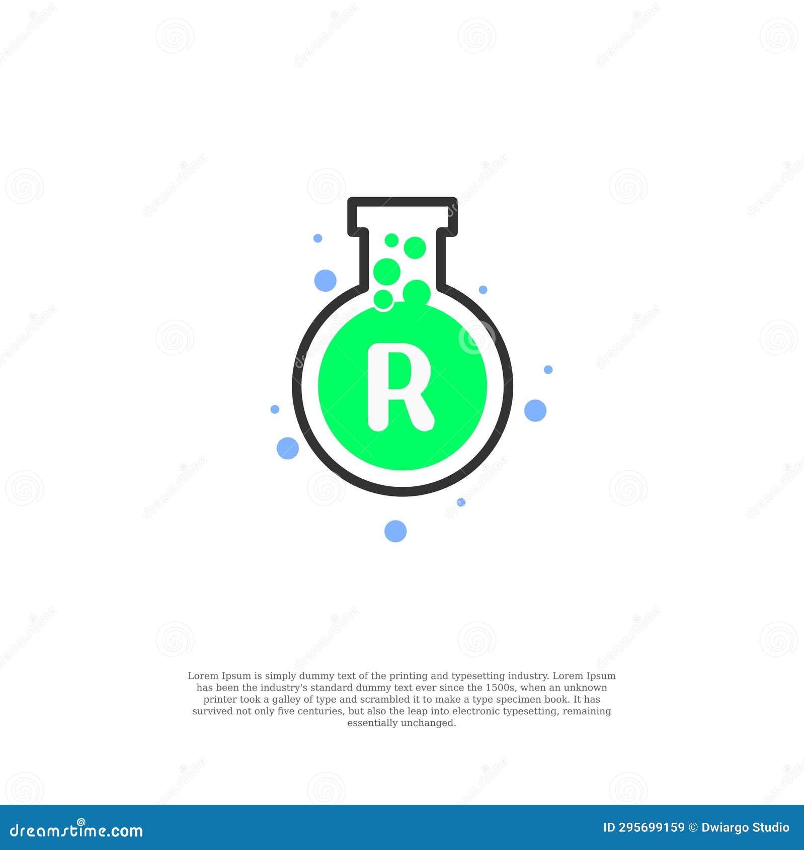 Vector Letter R on Lab Icon Design Template Illustration Stock ...