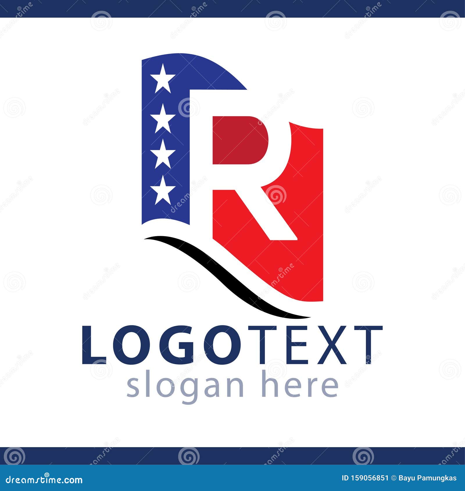 Vector Letter R Logo Design for American Flag Stock Vector ...