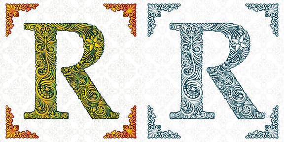 Vector Letter R. Patterned Font. Monogram. Unique Ornamental Alphabet ...