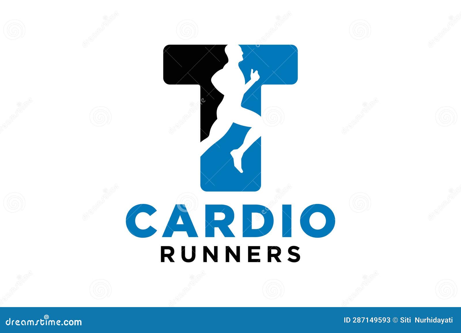 Vector Letter T for Running Logo Design Combination People, Stock ...