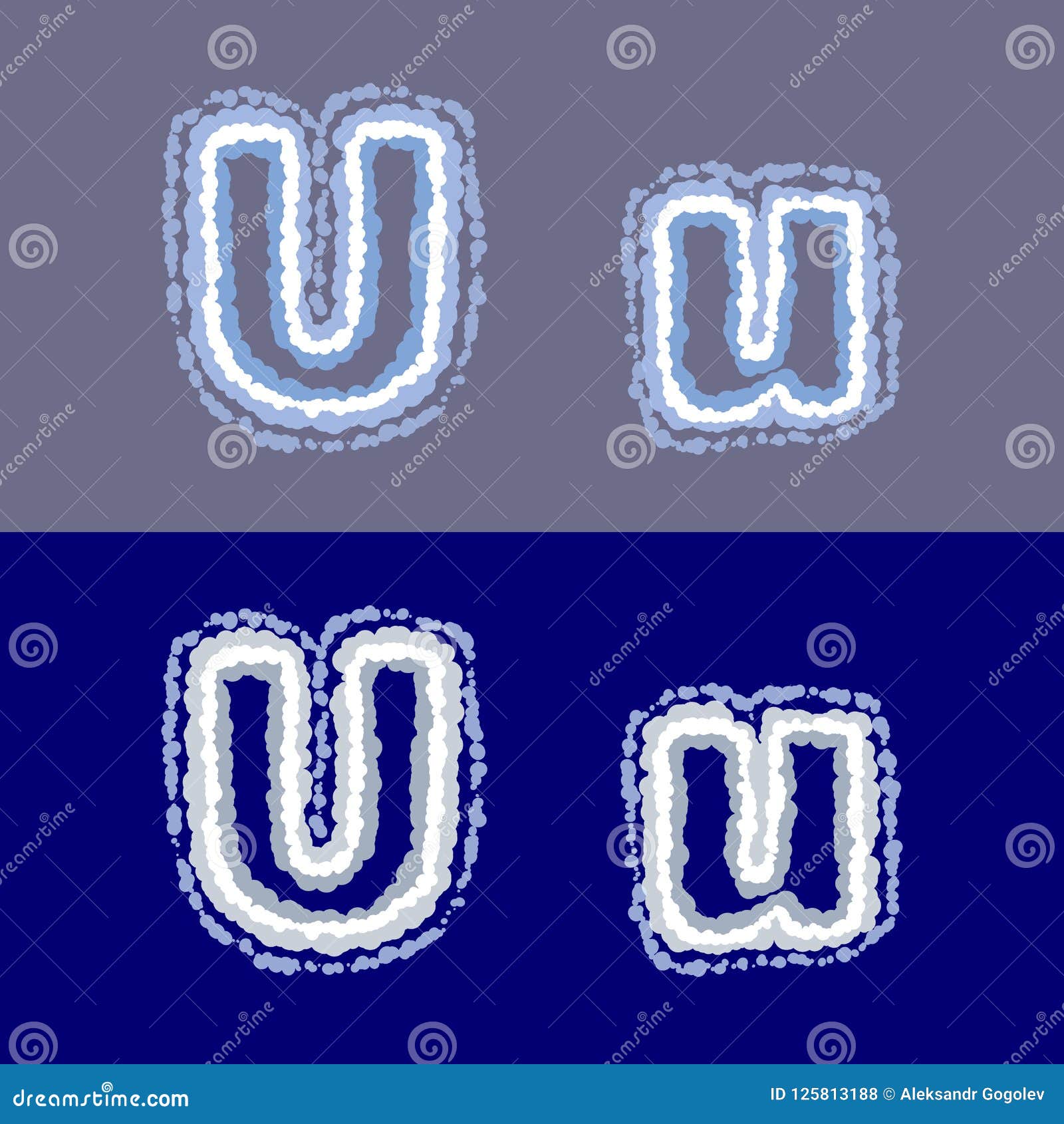 Vector Letter U on Grey and Blue Background Stock Vector - Illustration ...