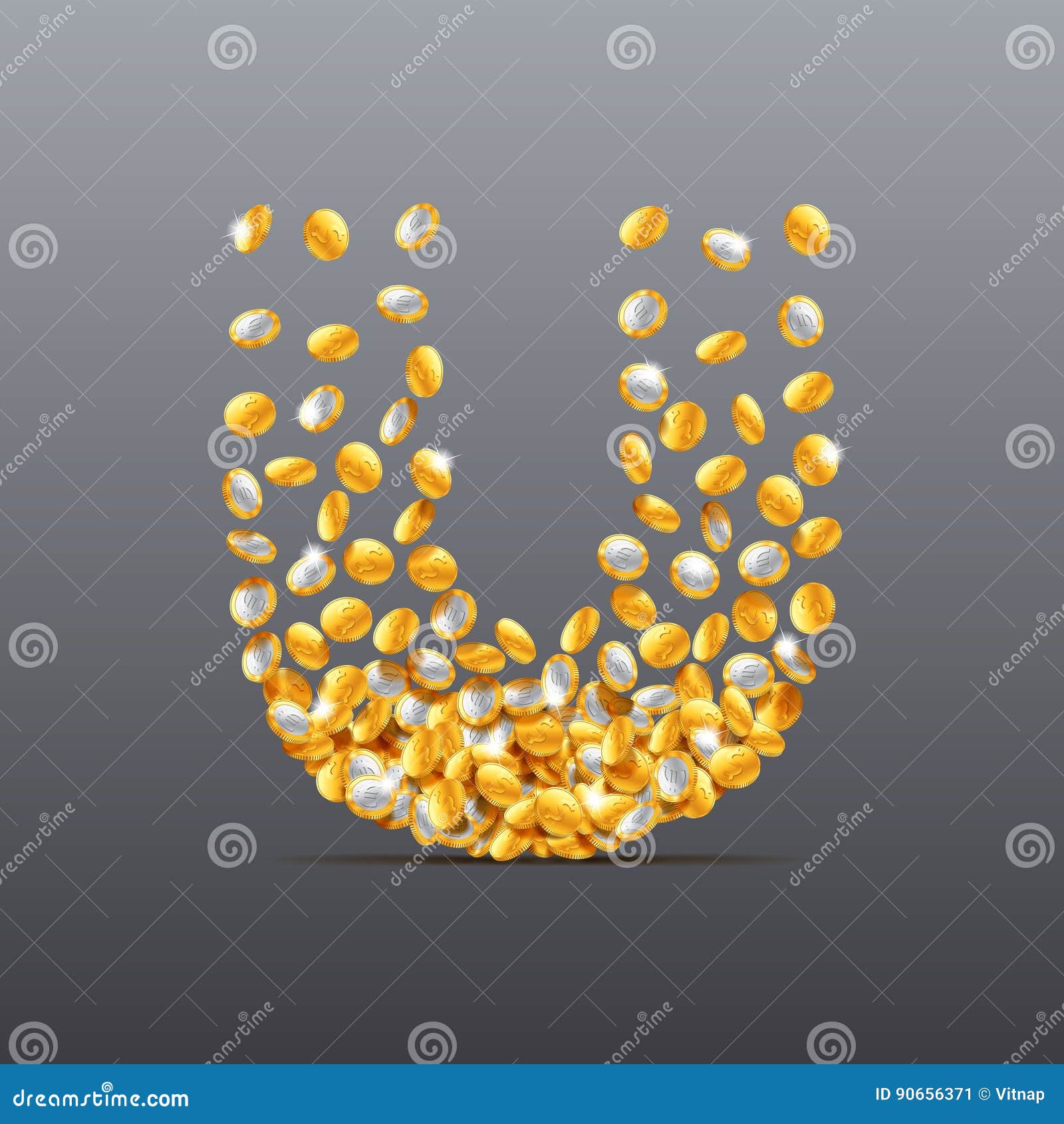Vector Letter U Made of Coins Filling Character. Stock Vector ...