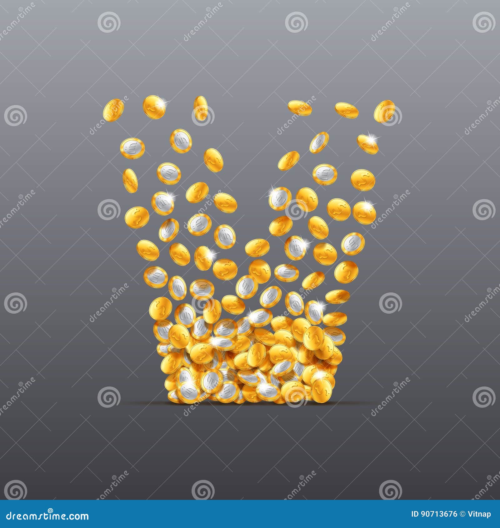 Vector Letter V Made of Coins Filling Character Stock Vector ...