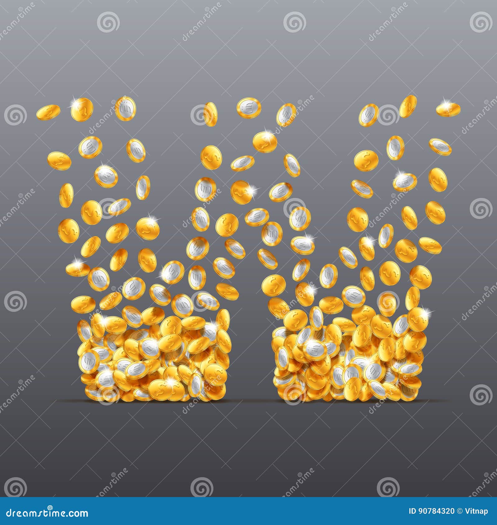 Vector Letter W Made of Coins Filling Character. Stock Vector ...