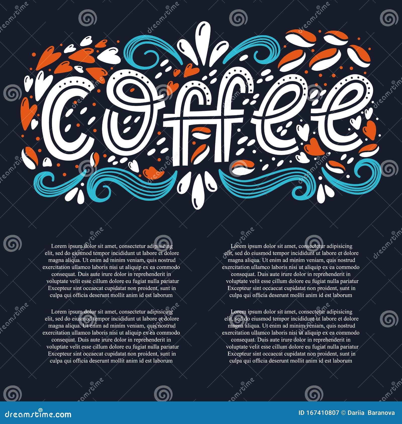 Vector Lettering Design Composition Coffee and Text Stock Vector ...