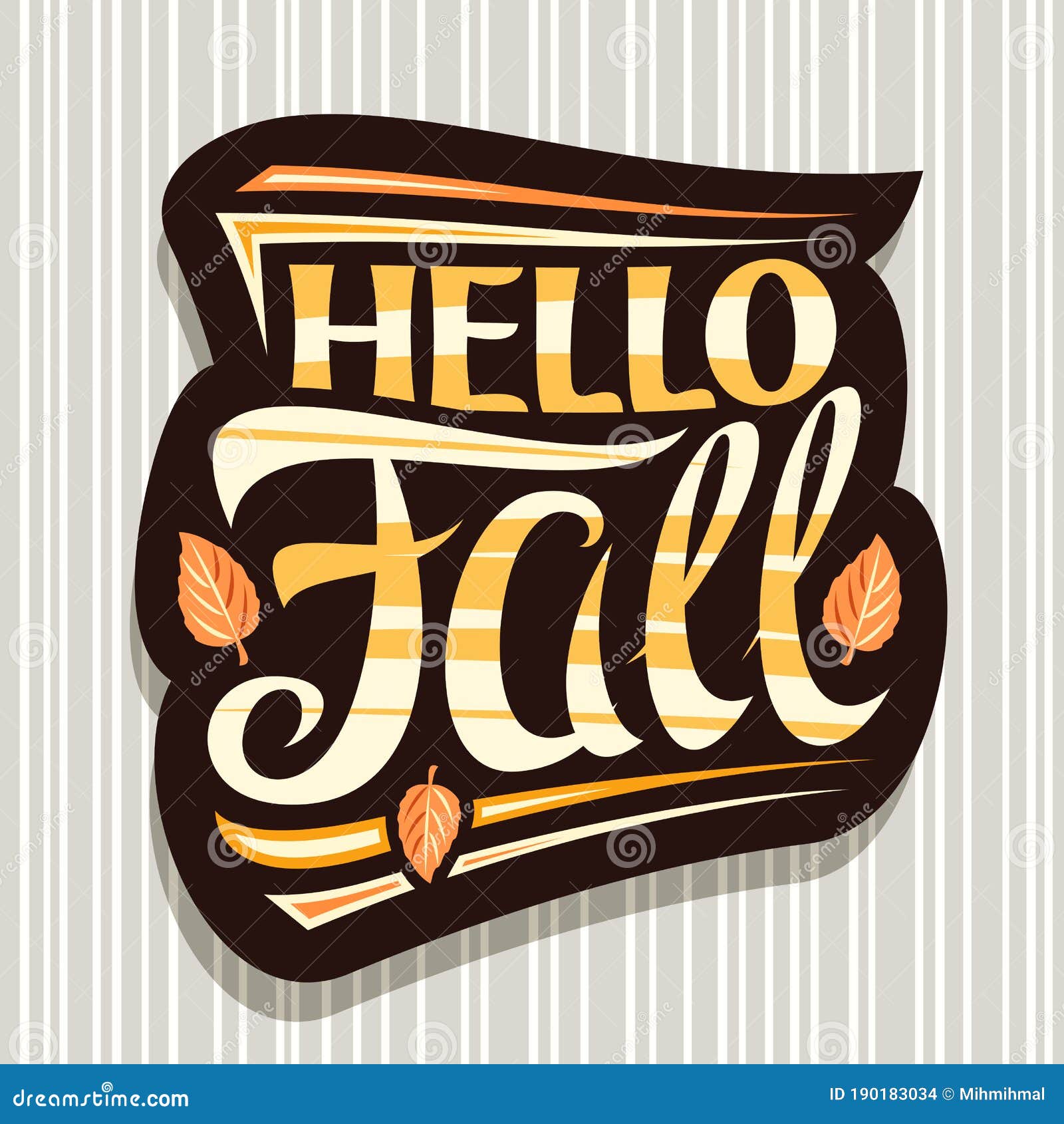 Vector Lettering Hello Fall Stock Vector - Illustration of curly ...