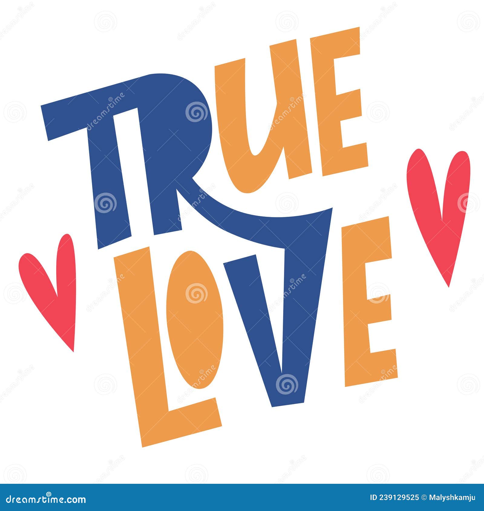 Vector Lettering about Love. Valentines Day. True Love Stock Vector ...