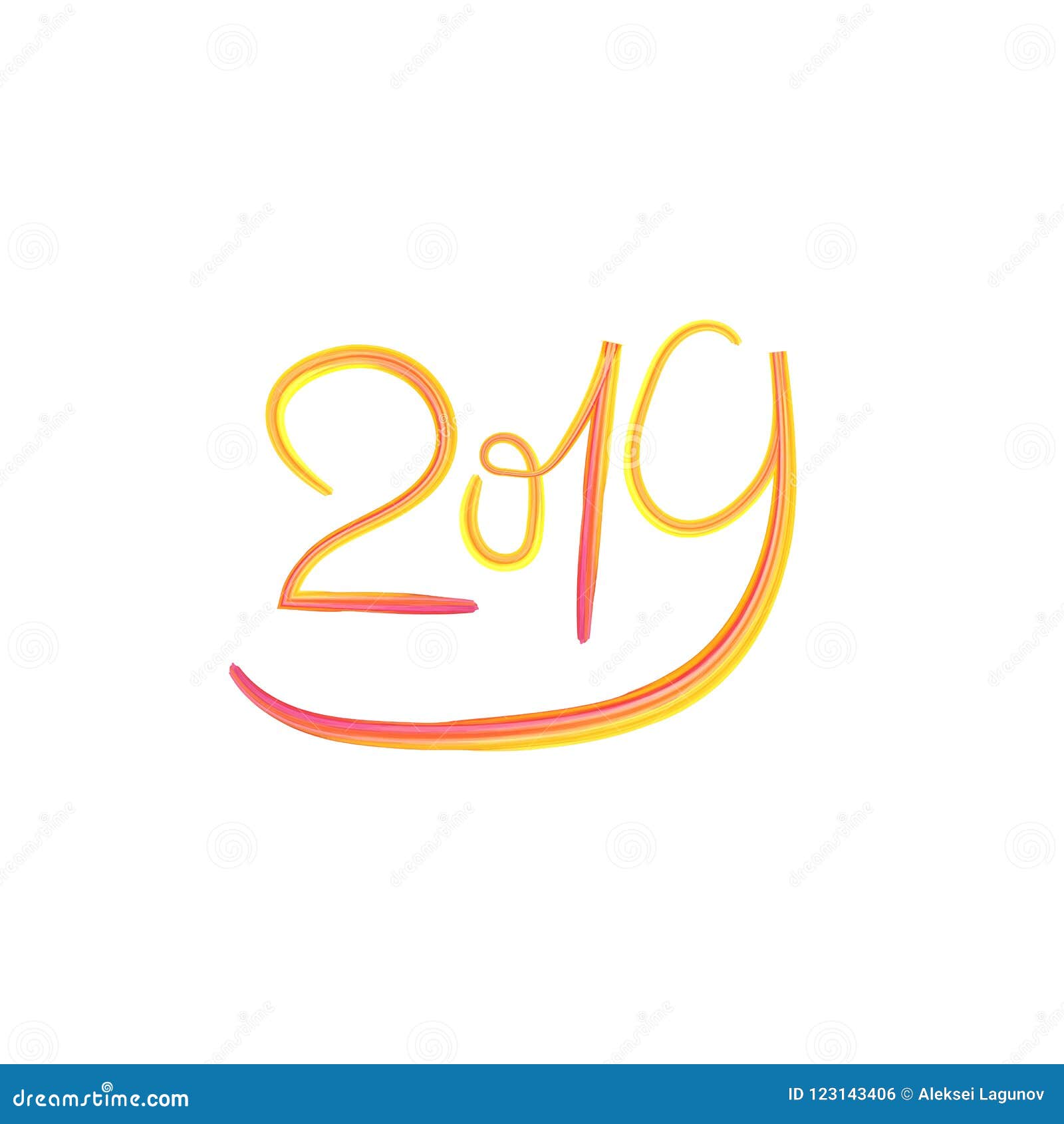 Vector 2019 Lettering, Paint Texture Brush Stroke, Isolated Colorful ...